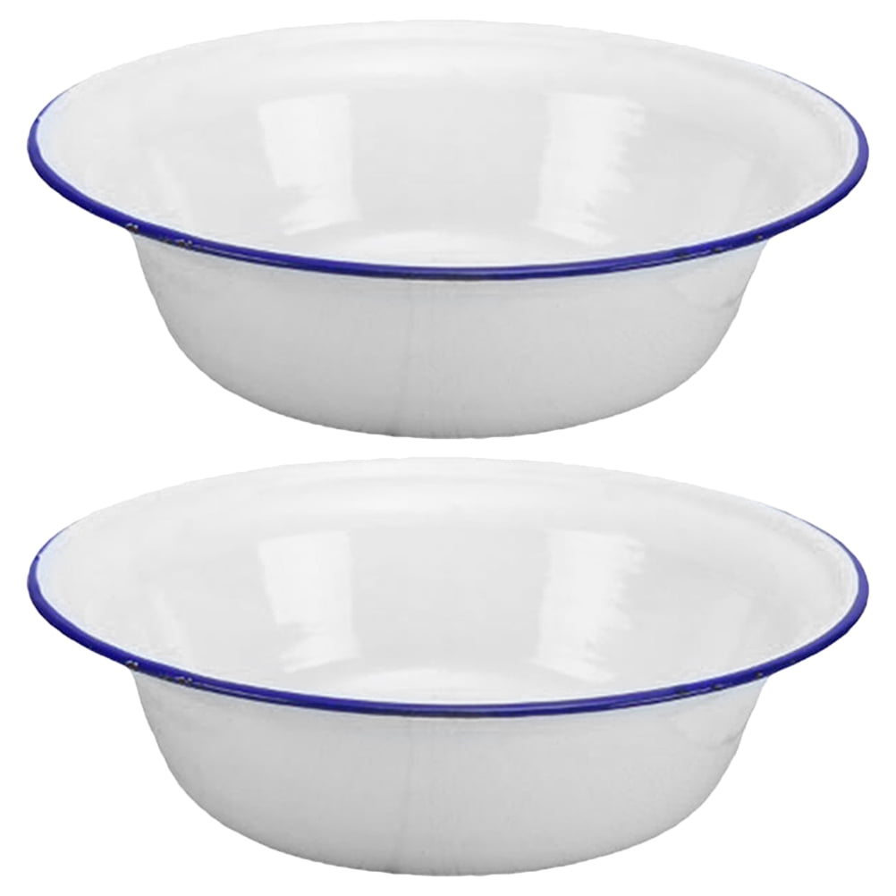 Weiweiguan 2 Vintage Enamel Basins 22cm White with Black Trim for ...