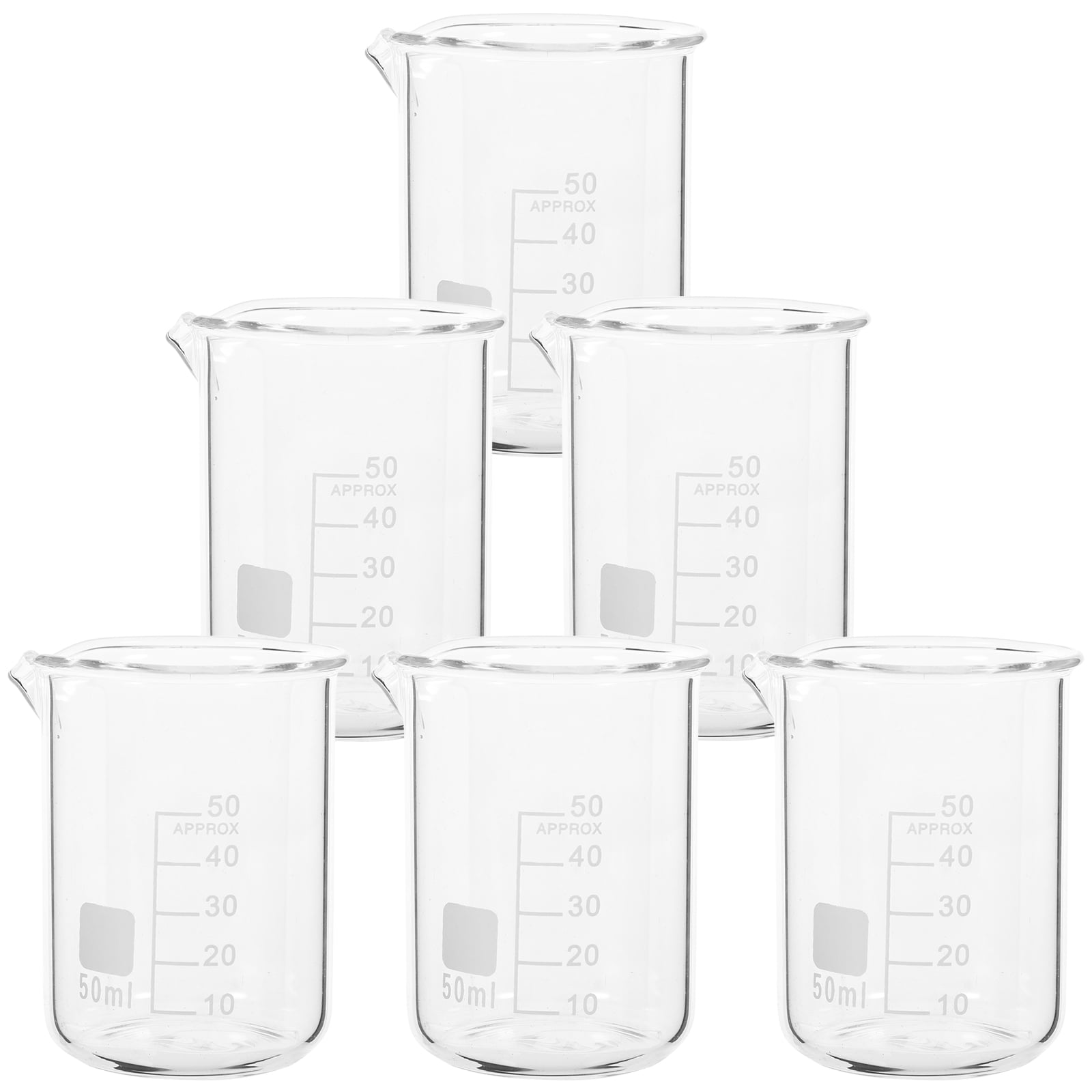 Weiweiguan 6pcs Glass Beakers Chemistry Lab Glassware 10/25/50ml ...