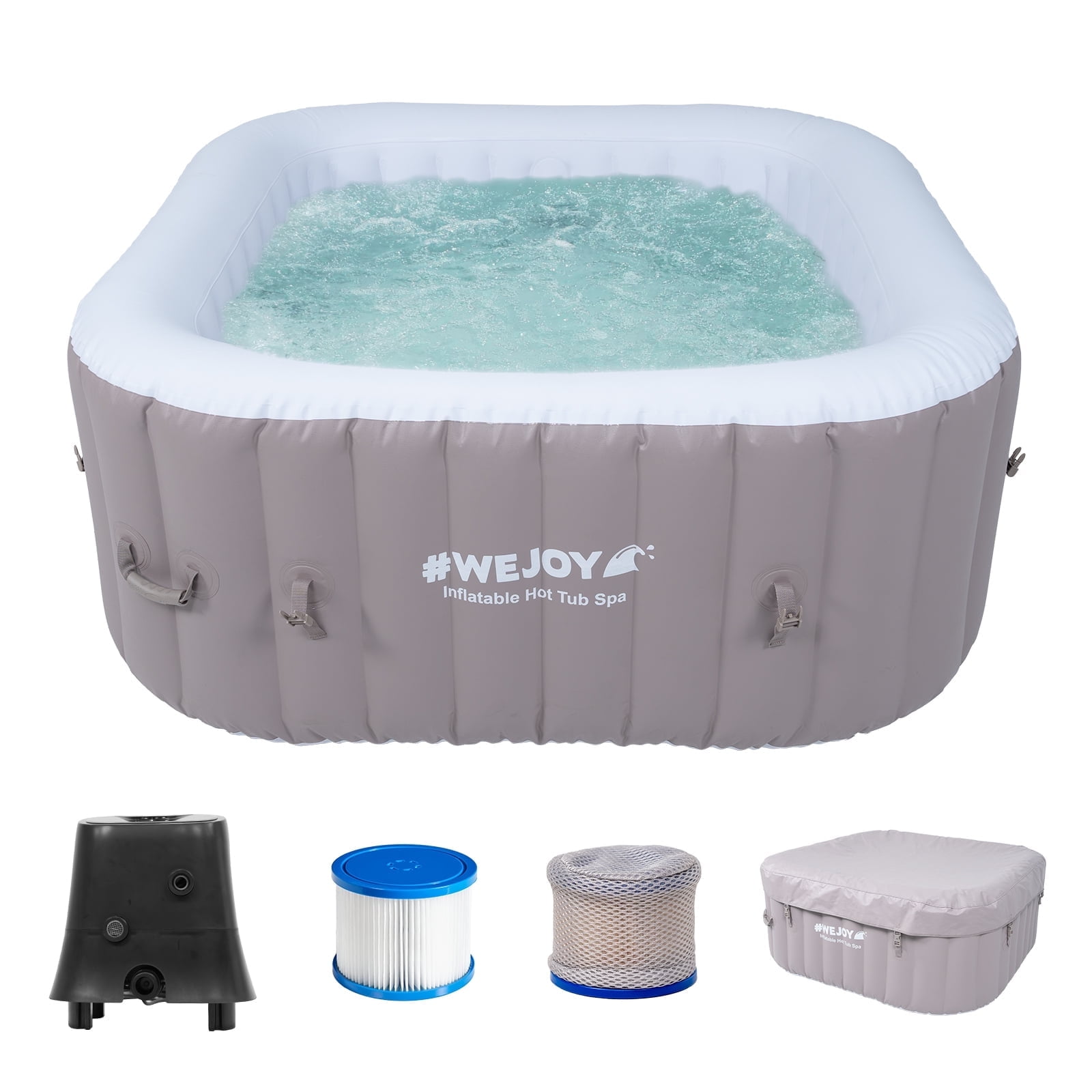 #Wejoy Hot Tub 2-4 Person Square Inflatable Spa Tub Heated Hot Tub 61 x ...