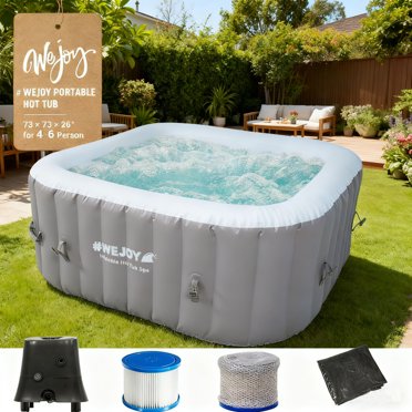 Seizeen Hot Tub for 4 Persons, Outdoor Inflatable Hot Tub with Pump, 65 ...