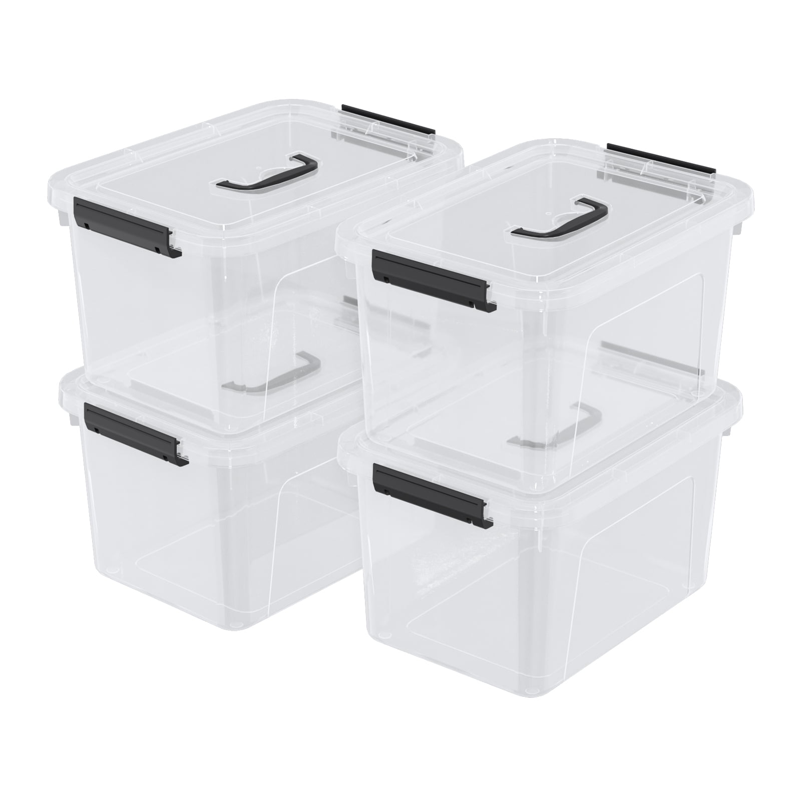 Wekioger 10 Liter Plastic Lidded Storage Bins, Clear Latching Box with ...