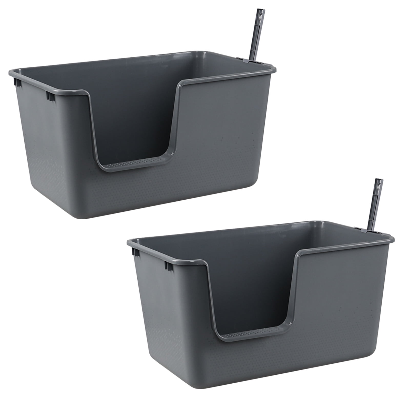 Wekioger 2-Pack Plastic High Sides Cat Litter Box with Scoop, Open Top ...