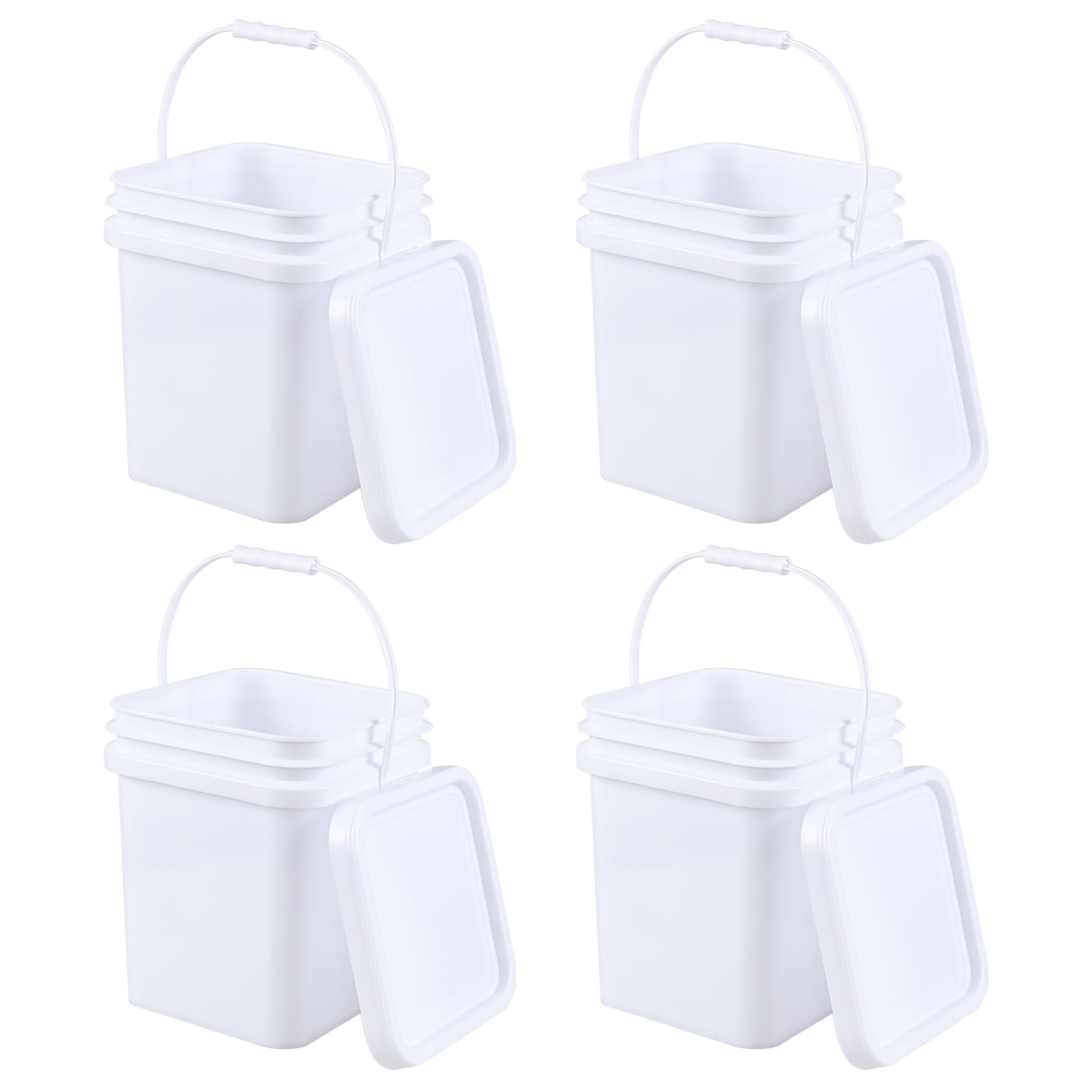 Wekioger 4.8 Gallon Food Grade Square Buckets with Lids, 4-Pack Plastic ...