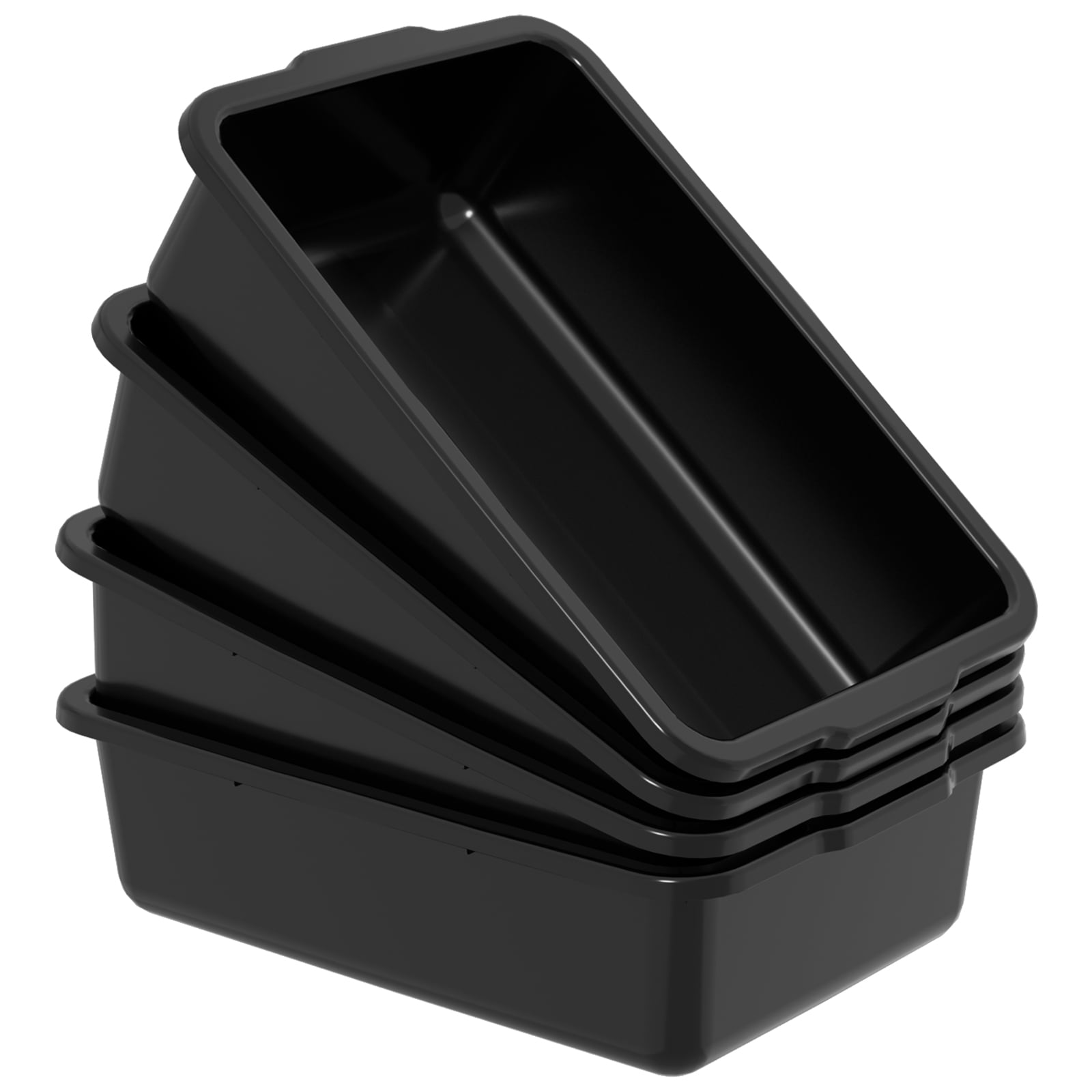 Wekioger 4-Pack 32 L Commercial Plastic Bus Tubs Box, Large Black Bus ...