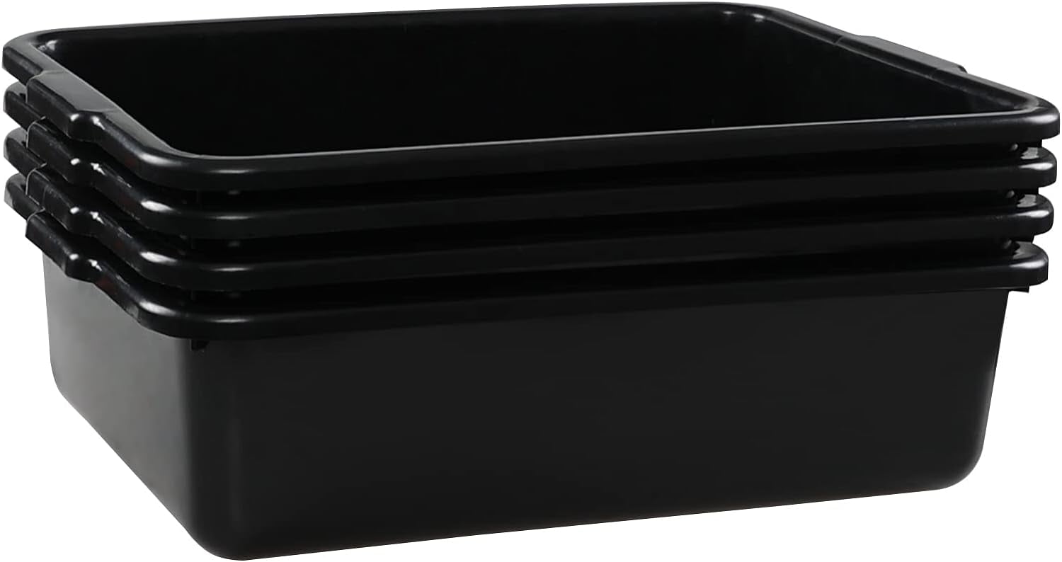 Wekioger 4-Pack Commercial Bus Tubs, 22 L Plastic Utility Bus Box ...