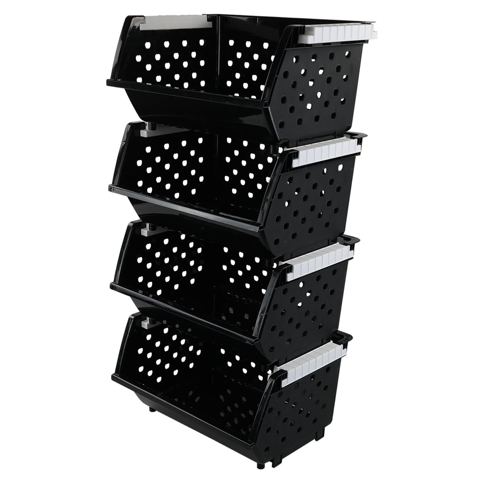 Wekioger 4 Pack Open Front Stackable Storage Baskets, Large Stacking ...