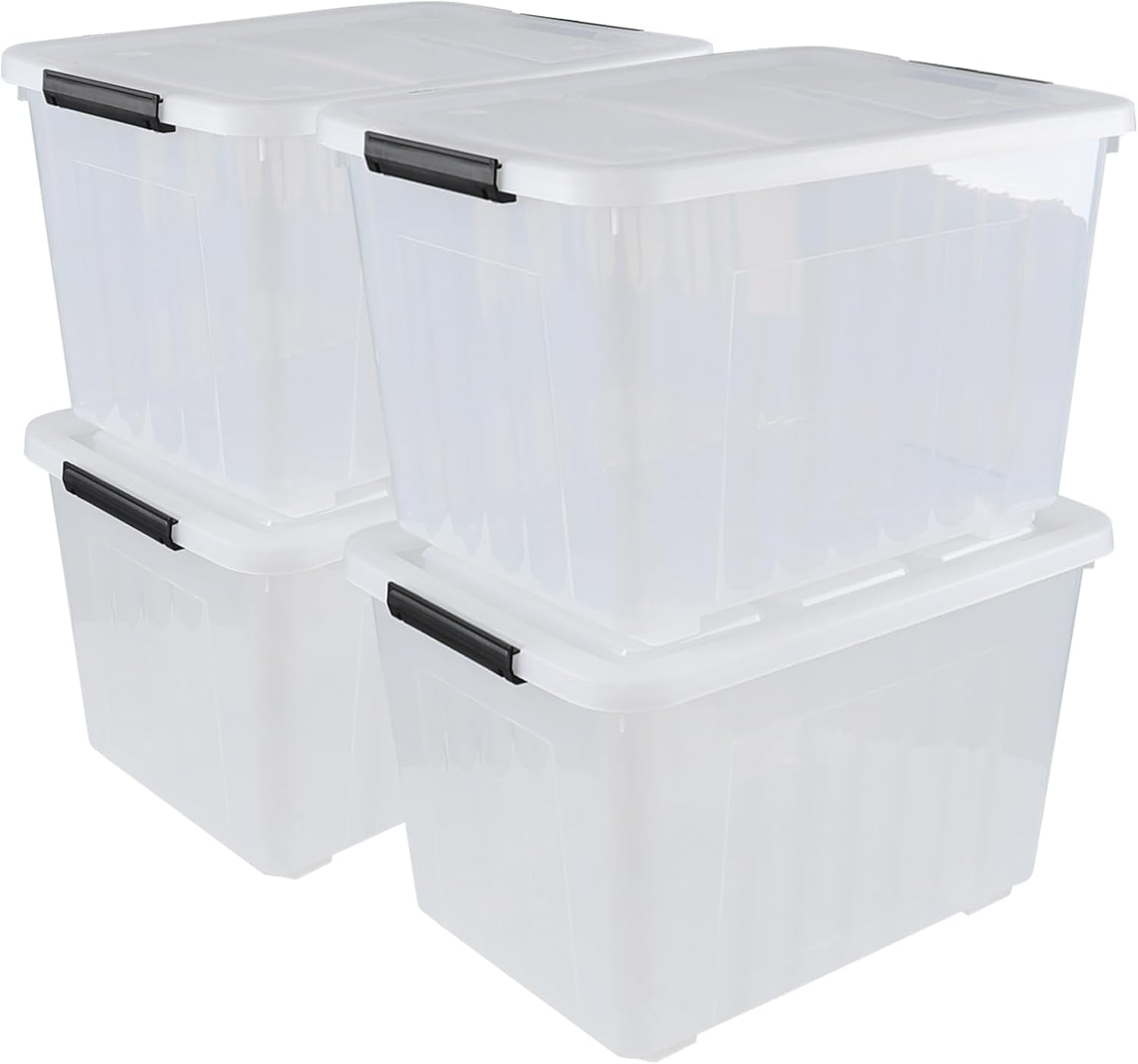 Wekioger 70 Quart Large Lidded Storage Bin, 4 Packs, Plastic Storage ...