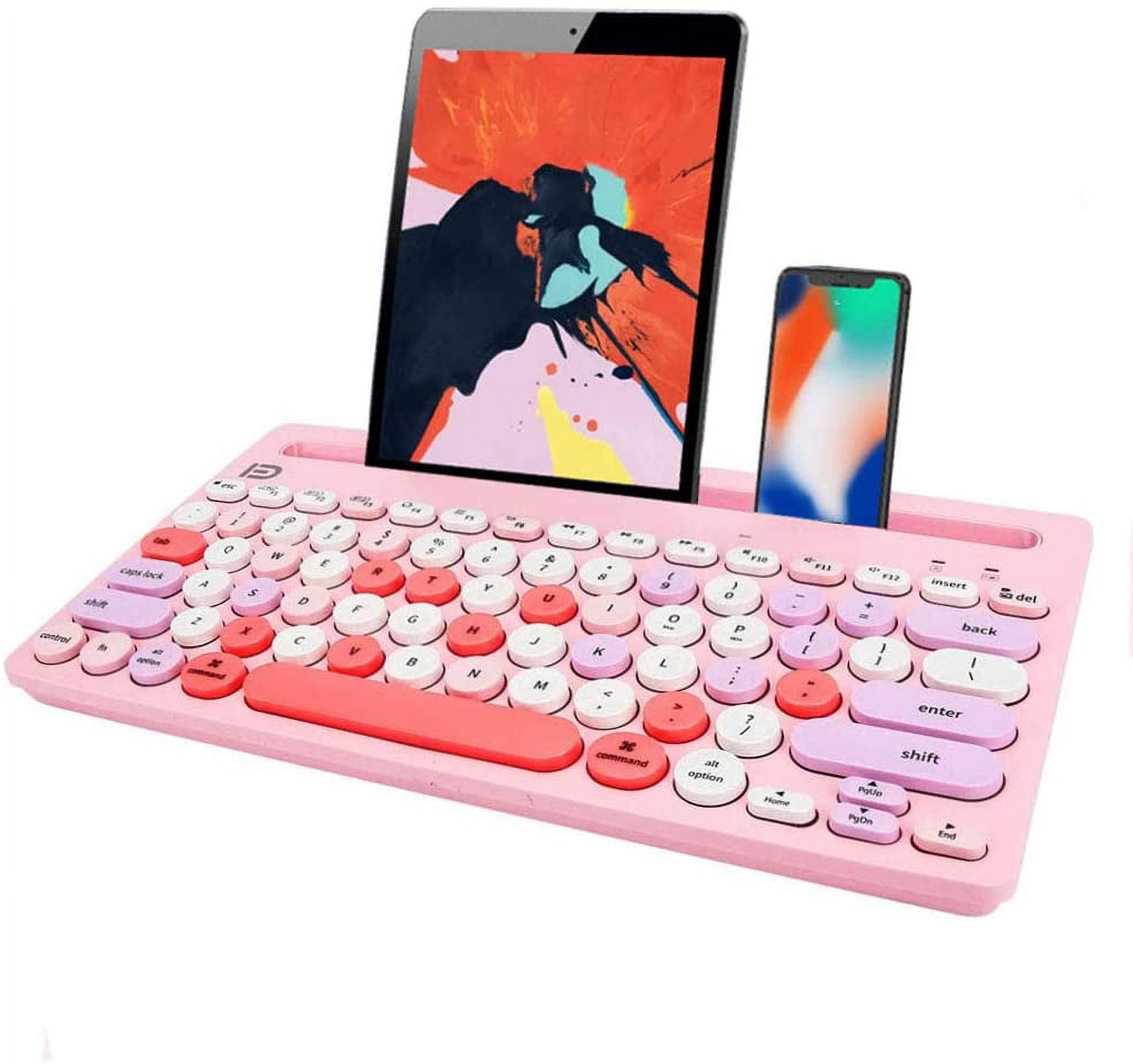 Wekity Wireless Bluetooth Keyboard, Dual Mode Multi-Device Cute ...