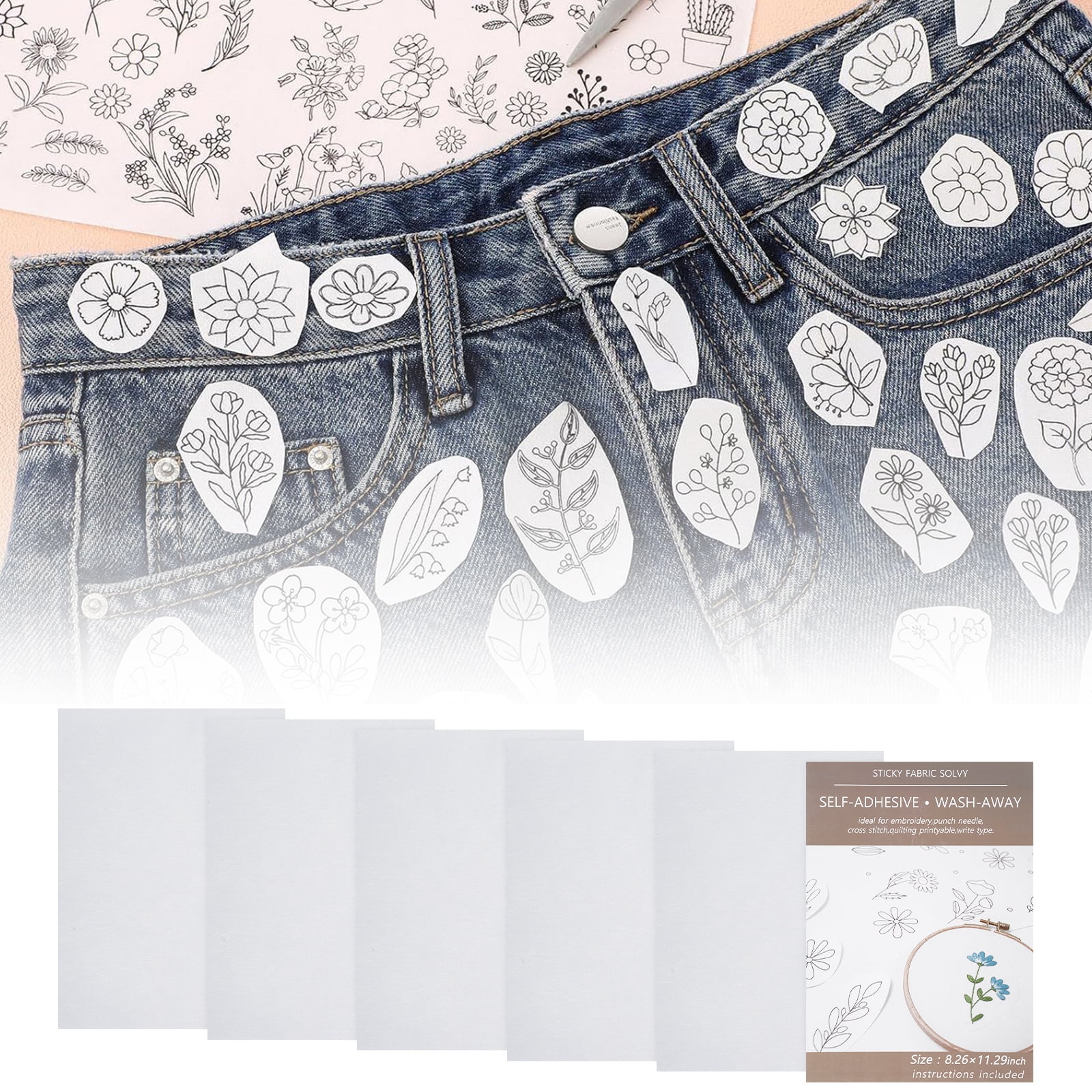 Wekvgz 10/5Pcs Sticky Water Soluble Embroidery Stabilizer Self Adhesive ...