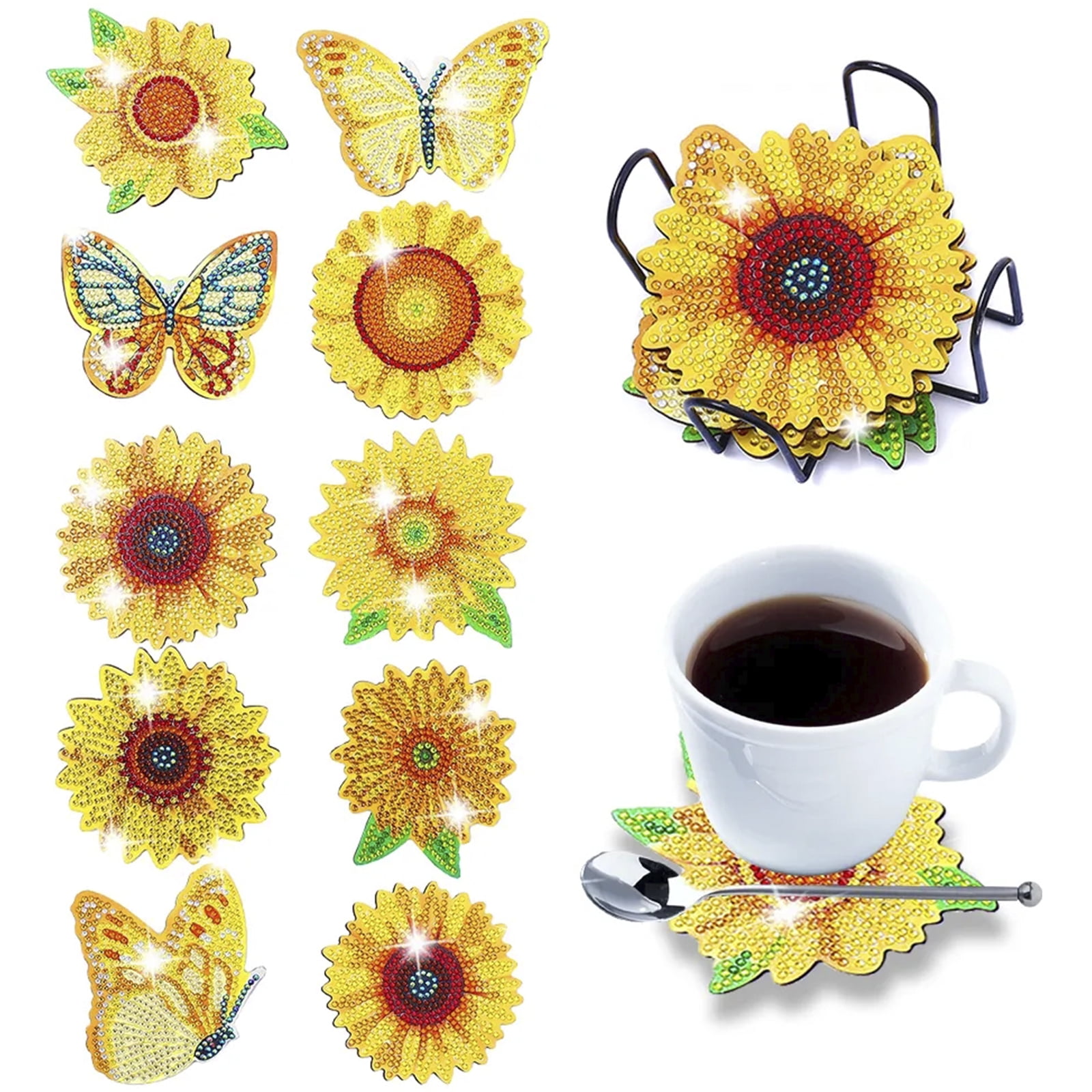 Wekvgz 10pcs Diamond Painting Coasters Kit Creative Drawing Cup Mat ...