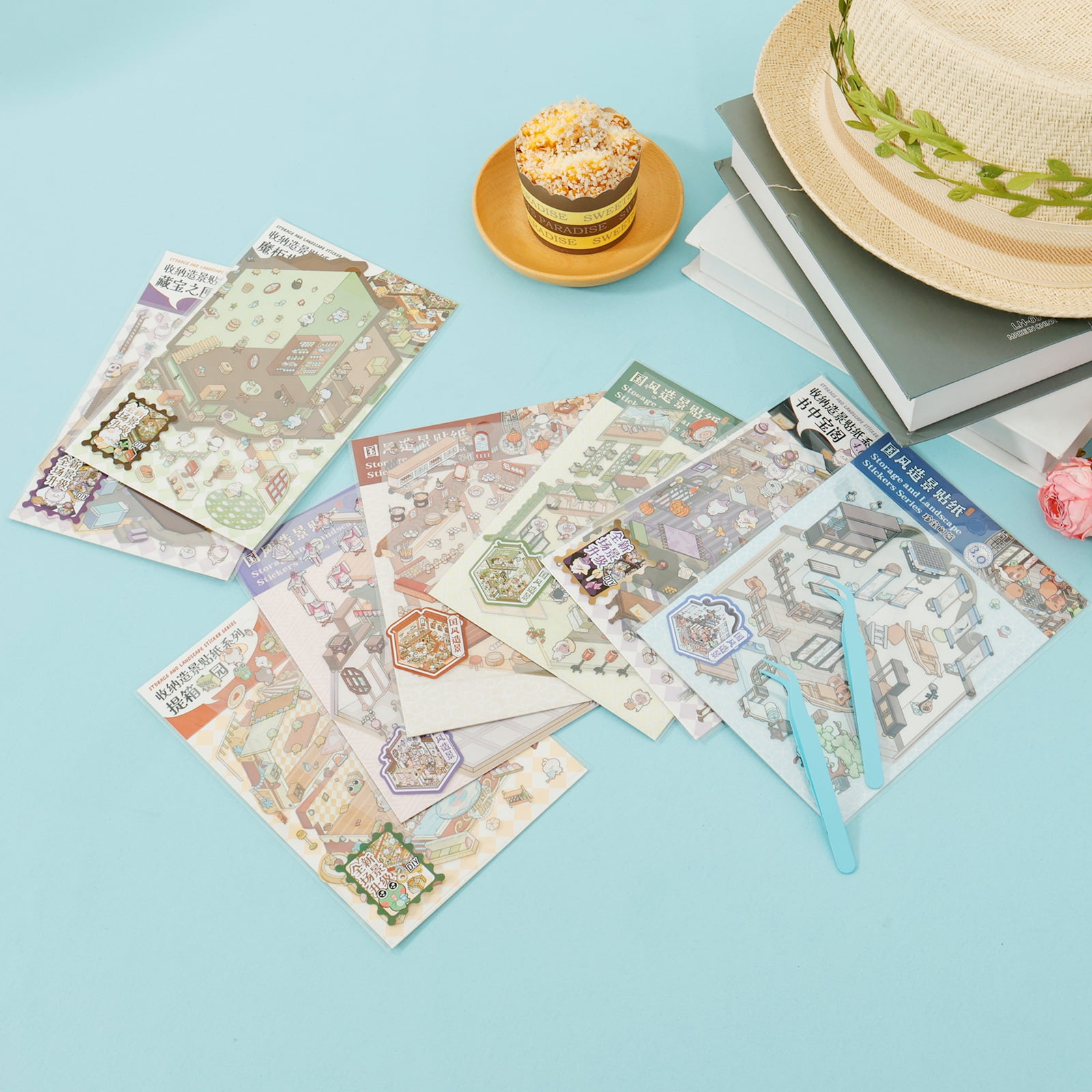 Wekvgz 16Pcs DIY 3D House Stickers Set Reusable 3D Cartoon Scene ...