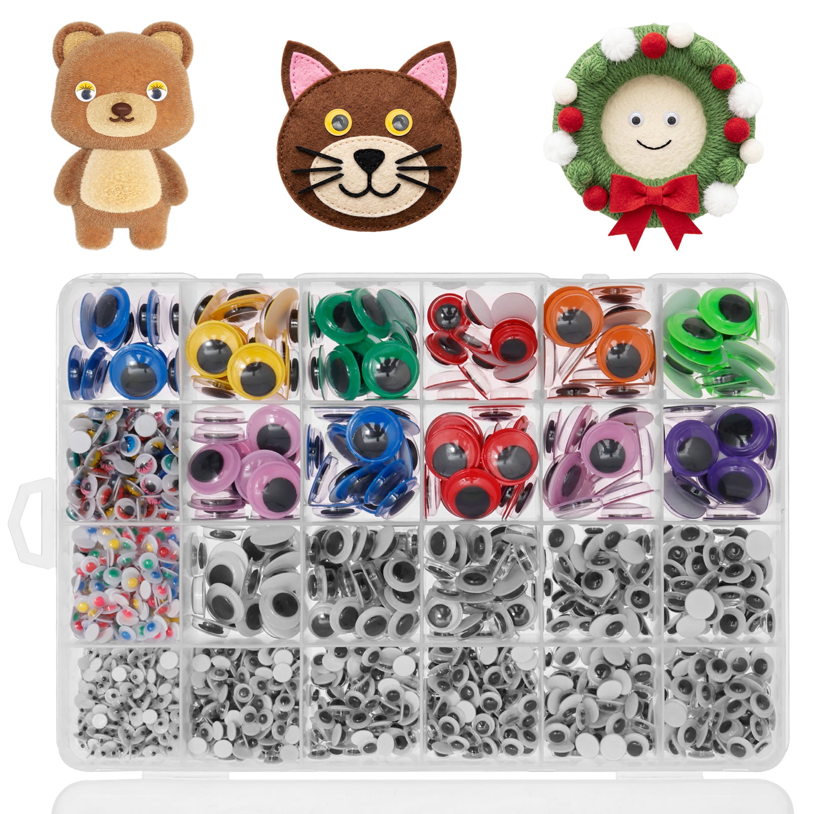 Wekvgz 1700pcs Googly Eyes Self Adhesive for Crafts Assorted Sizes ...
