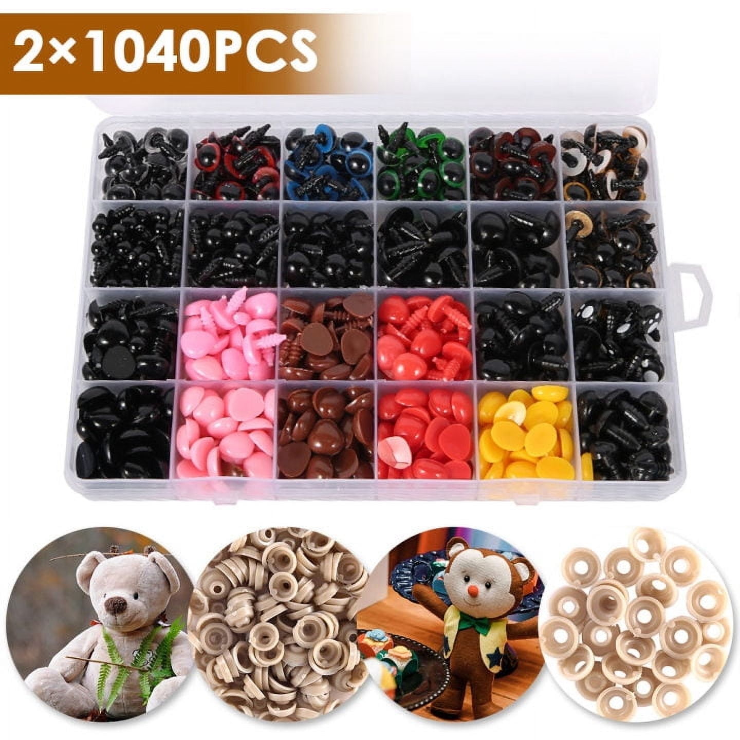 Wekvgz 2x1040pcs Safety Eyes and Noses Set, 6-12mm Plastic Eyes for ...