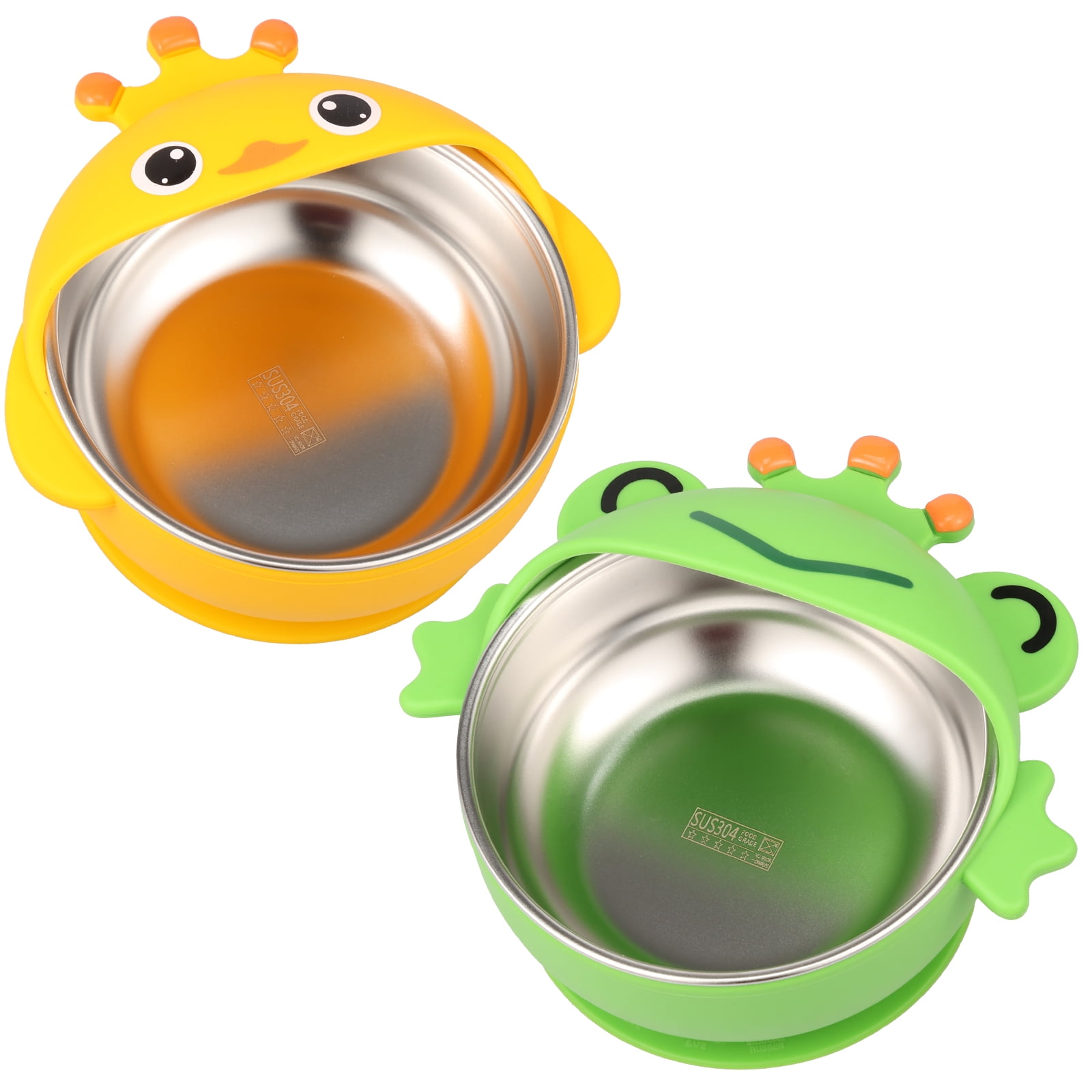 Wekvgz 2 Pcs Baby Bowls with Suction Stainless Steel Kids Bowls with ...