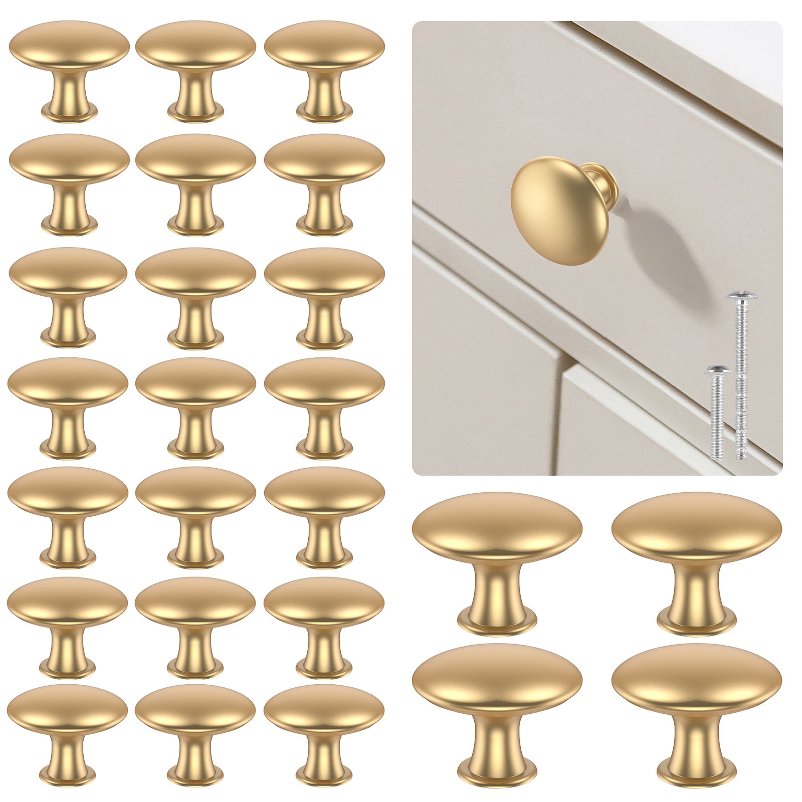 Wekvgz 25pcs Drawer Knob Set Zinc Alloy Cabinet Handles Rustproof Gold ...