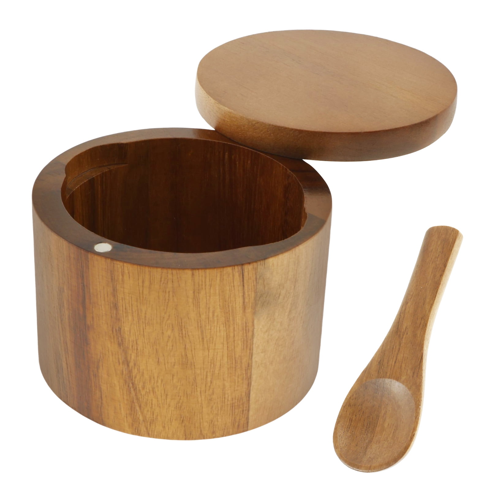 Wekvgz 2Pcs 1 or 2 Compartments Acacia Wood Salt Bowl with Built in ...