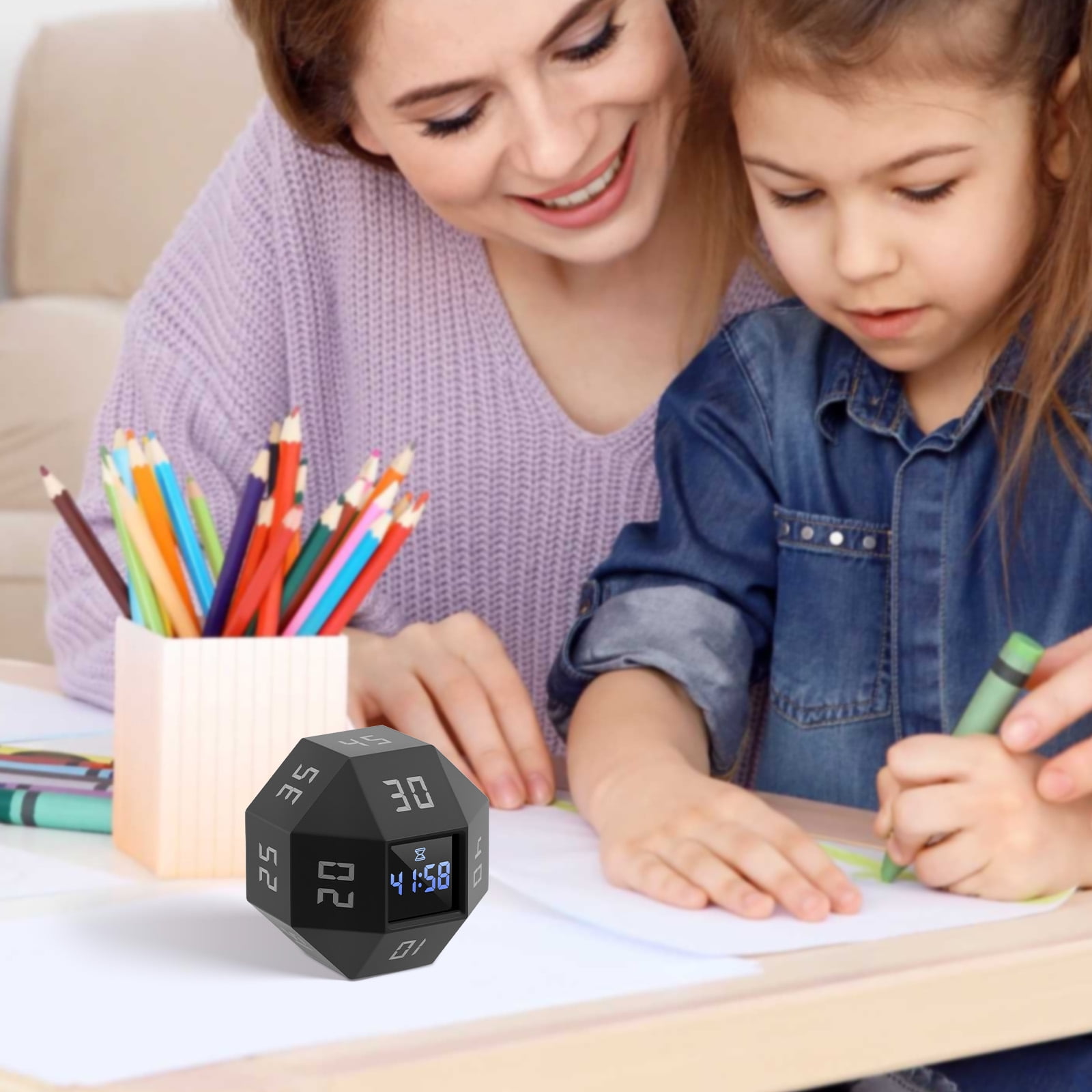 Wekvgz 2pcs Cube Timer Abs Rotating Pomodoro Timer Time Management Cube With 12 Side Time Module