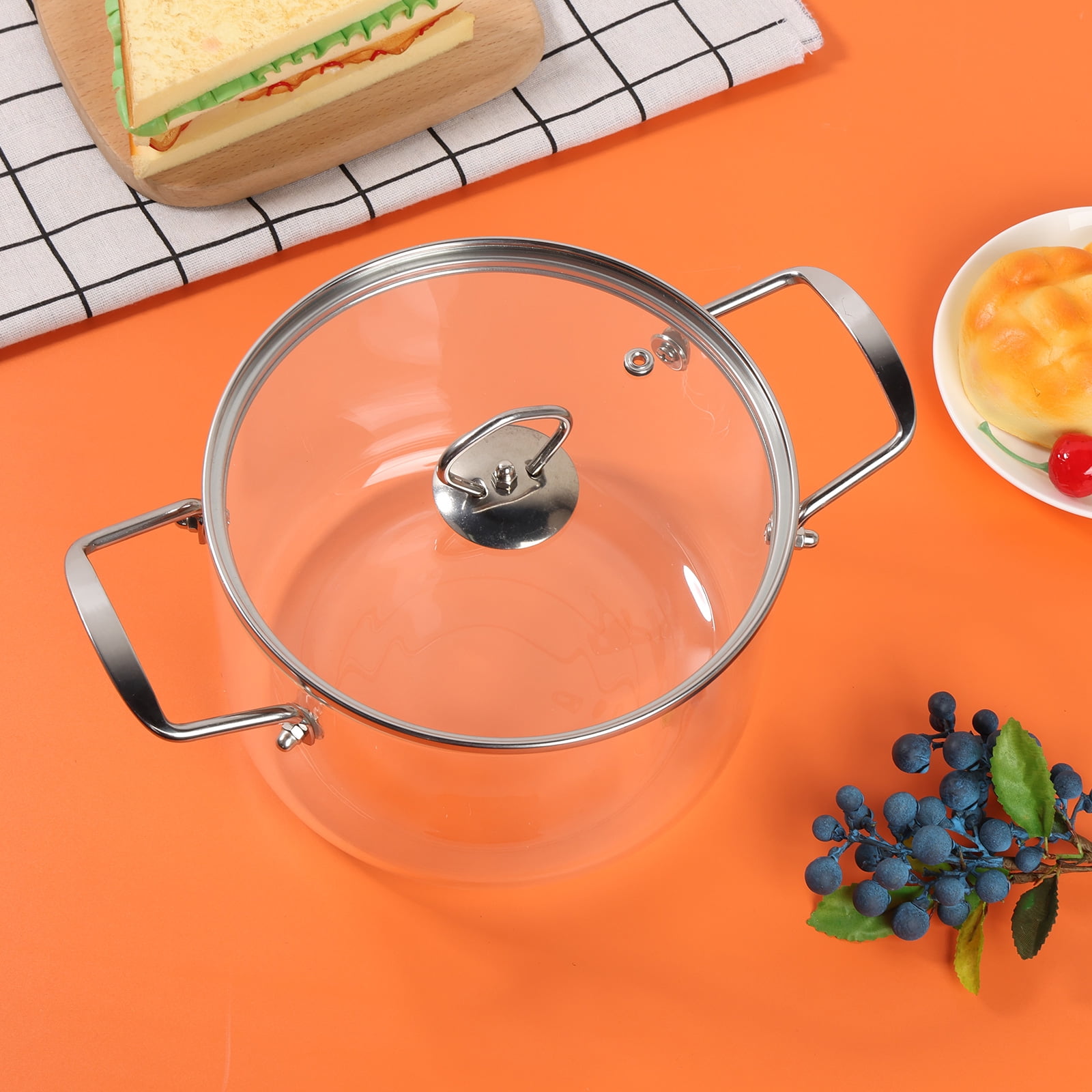 Wekvgz 2Pcs Glass Cooking Pot 2.5L/3.5L Heat Resistant Simmer Pot Clear ...