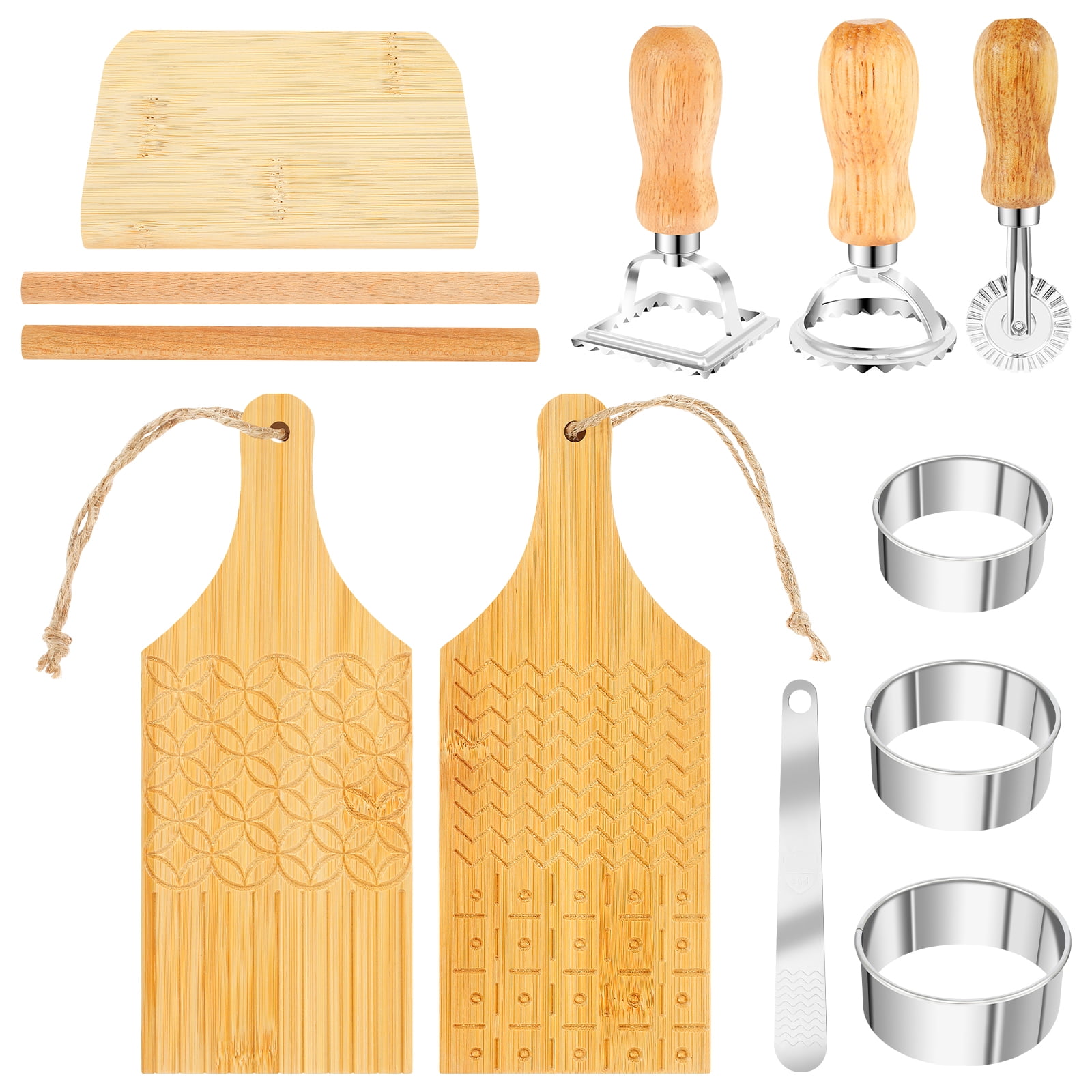 Wekvgz 2Pcs Gnocchi Pasta Making Tool Set Ergonomic Wood Gnocchi Board ...