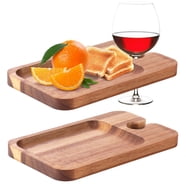 BambooMN 7.9" x 7.1" Natural Bamboo Cocktail Appetizer Plates with Wine ...