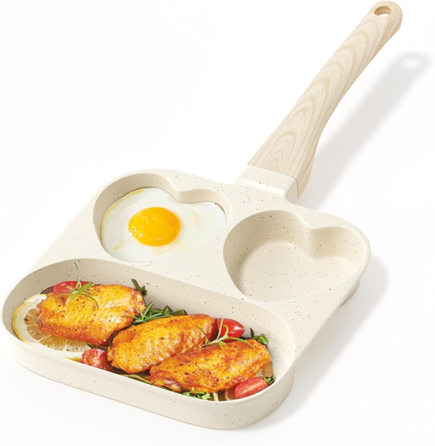 Wekvgz 3 Cup Egg Frying Pan Breakfast Pan Nonstick Divided Pan Easy to ...
