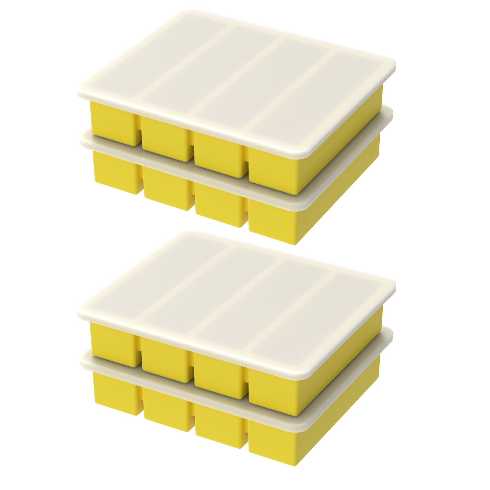 Wekvgz 4 Pcs Silicone Freezer Trays with Lid Flexible Soup Freezer ...
