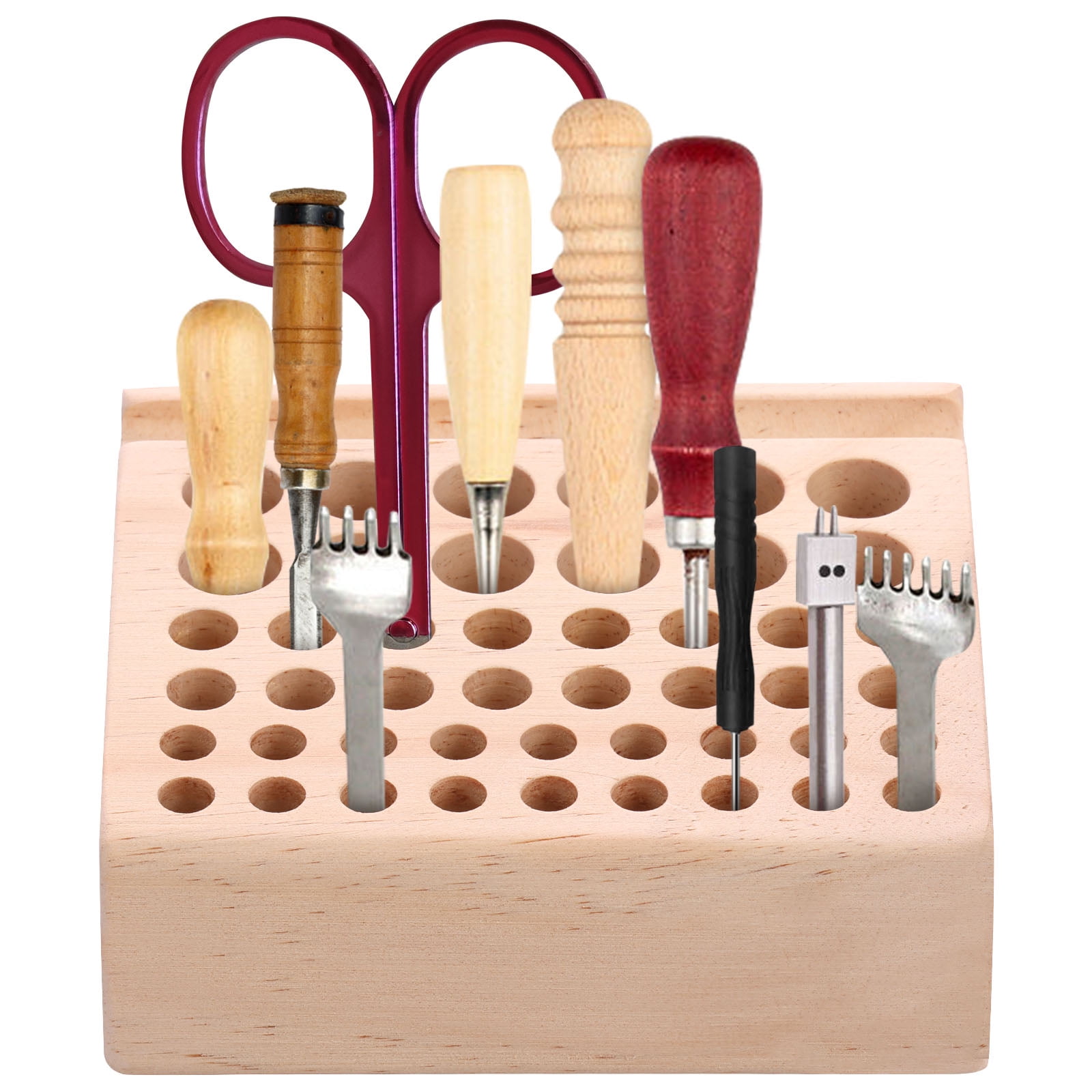 Wekvgz 46/98 Holes Leather Craft Tool Holder Wood Leather Tool ...