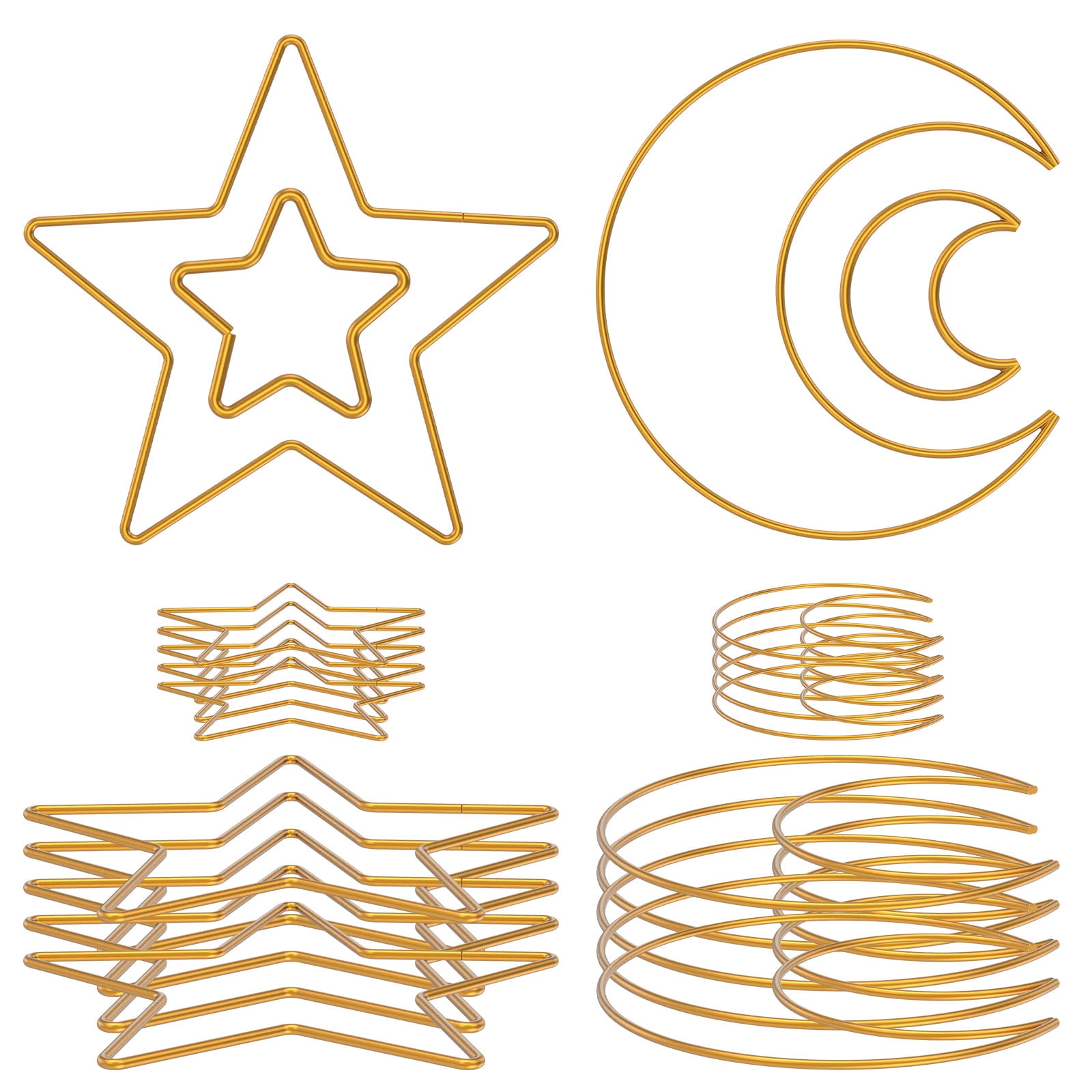 Wekvgz 48Pcs Moon Star Dream Catcher Metal Rings Gold/Silver Macrame ...