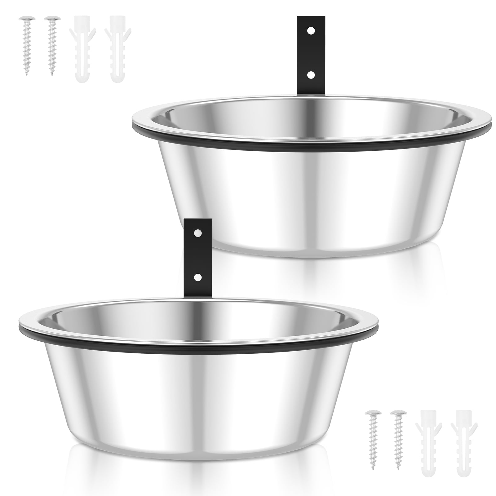 Wekvgz 4Pack Wall Mounted Dog Bowl Foldable Stainless Steel Raised Dog ...