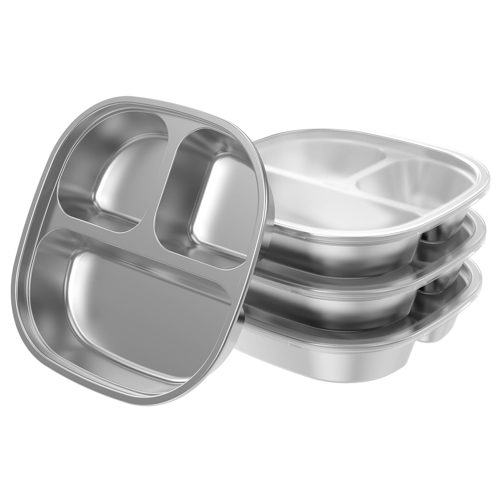 Wekvgz 4Pcs Stainless Steel Kids Plates for Picnic Camping School ...