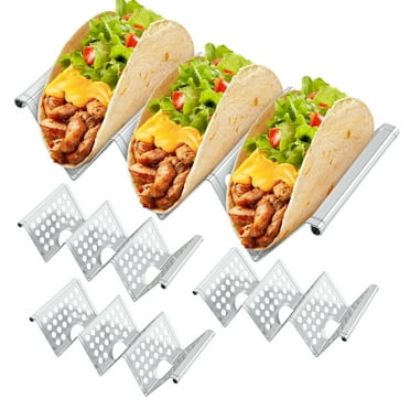 Taco Holder Stand - Set of 6 - Oven & Grill Safe Stainless Steel Taco ...