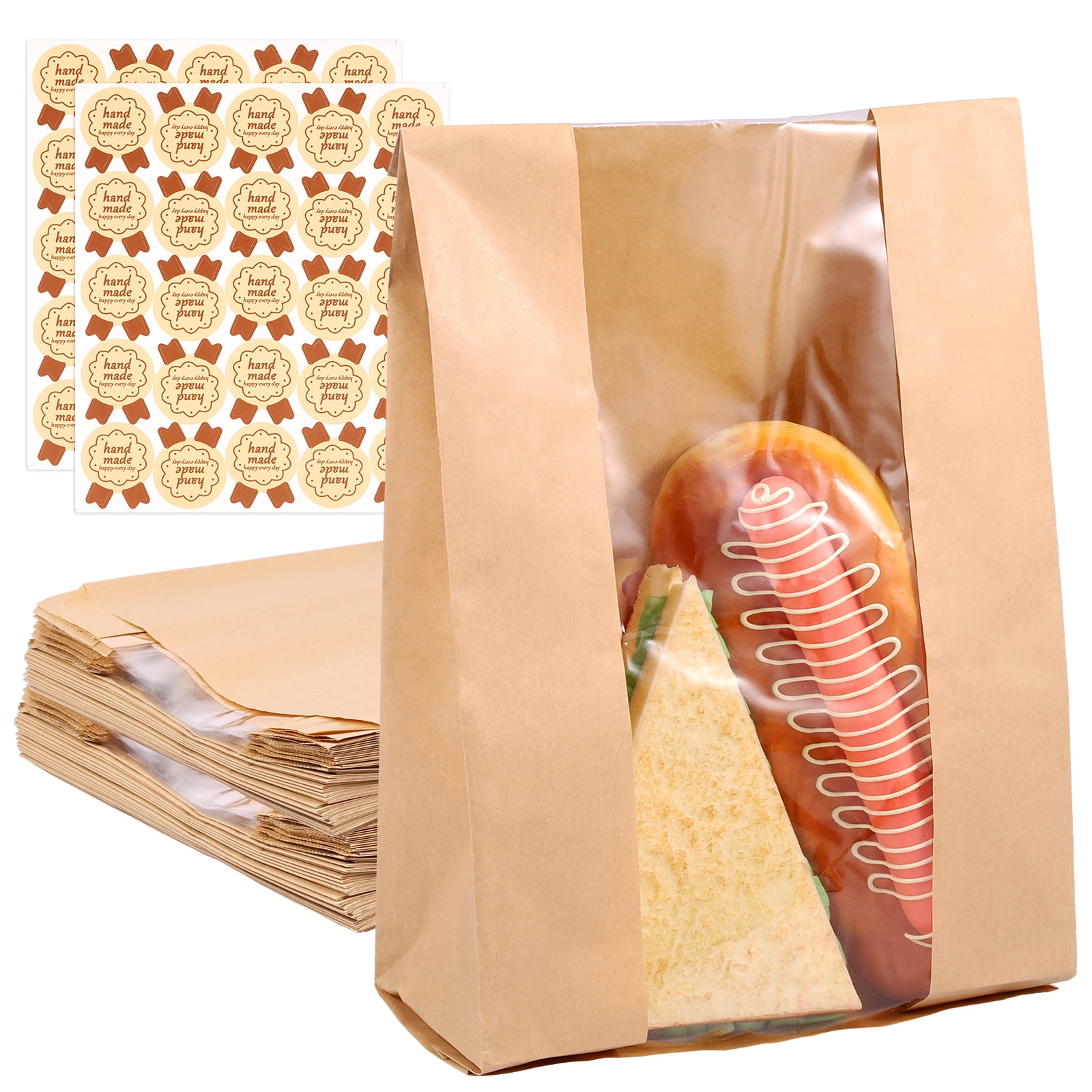 Wekvgz 50pcs Bakery Bags Oil Resistant Paper Food Packaging Bag with ...