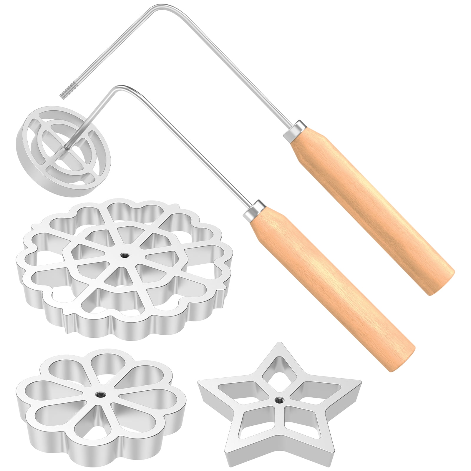 Wekvgz 6Pcs Waffle Rosettes Molds Aluminum Alloy Rosettes Cookie Molds ...