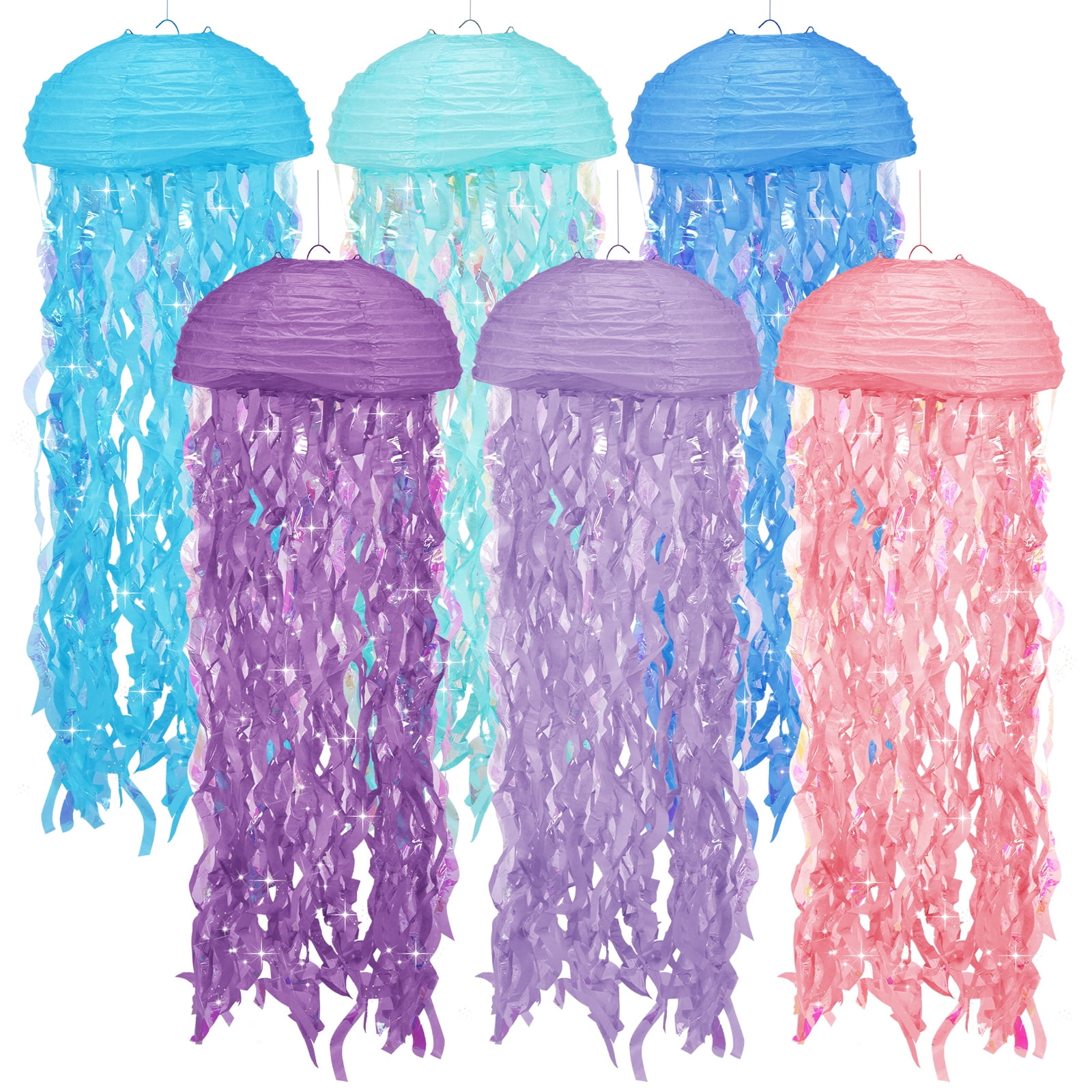 Wekvgz 6pcs Jellyfish Paper Lantern Set Gradient Colorful Jellyfish ...