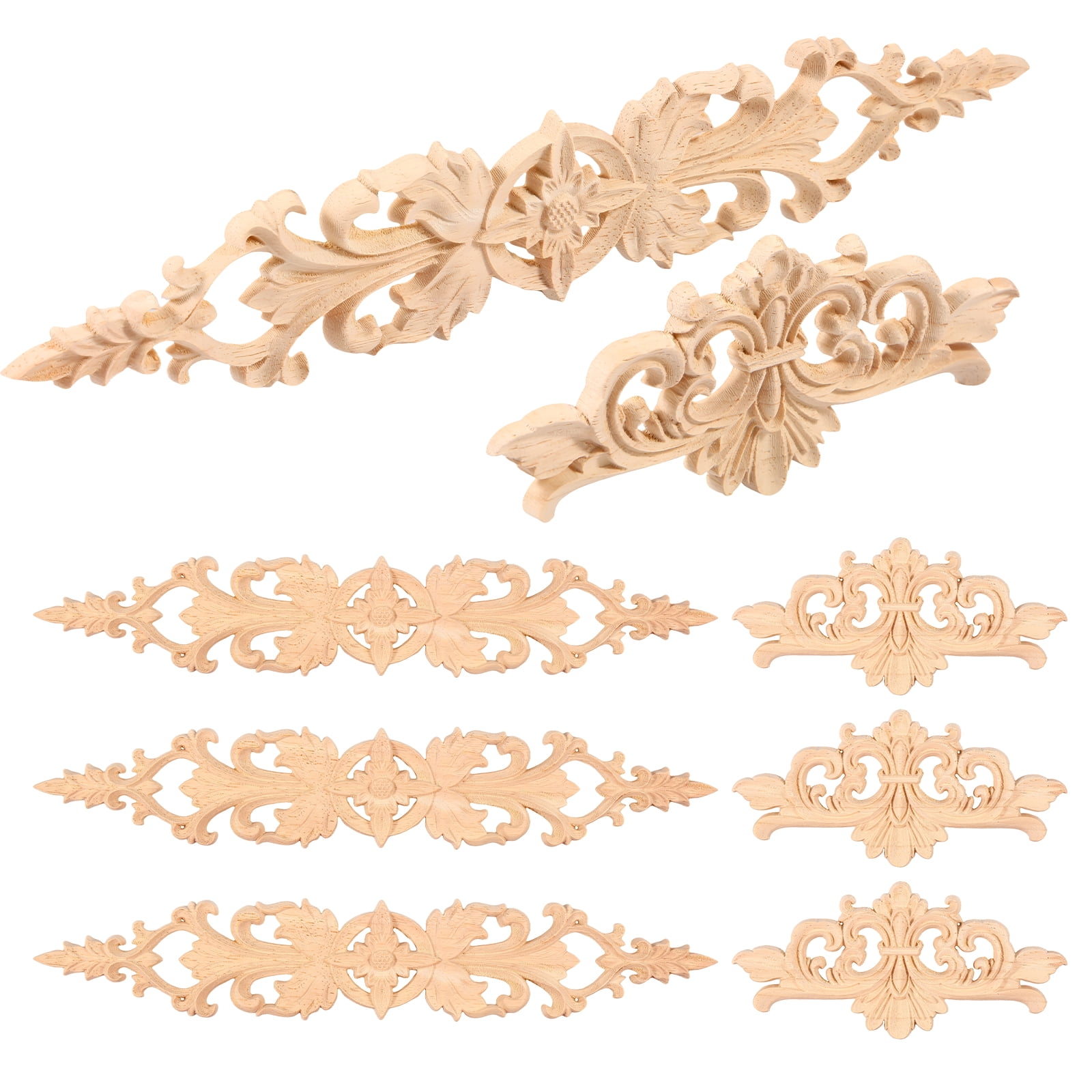 Wekvgz 8 Pcs Wood Appliques DIY Furniture Appliques Carved Wood ...