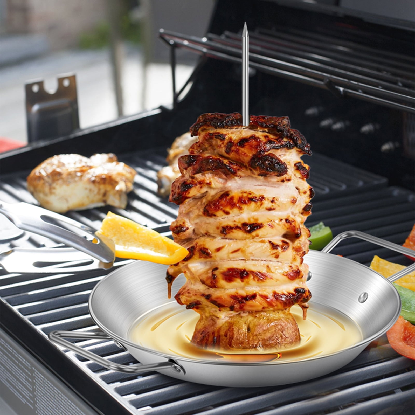 Wekvgz BBQ Vertical Skewer Stainless Steel Vertical Barbecue Stand with ...