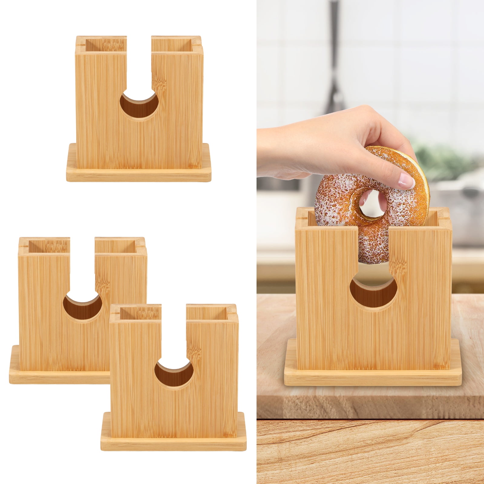 Wekvgz Bagel Slicer Holder Bamboo Bagel Cutter Slicer Smooth Bagel ...