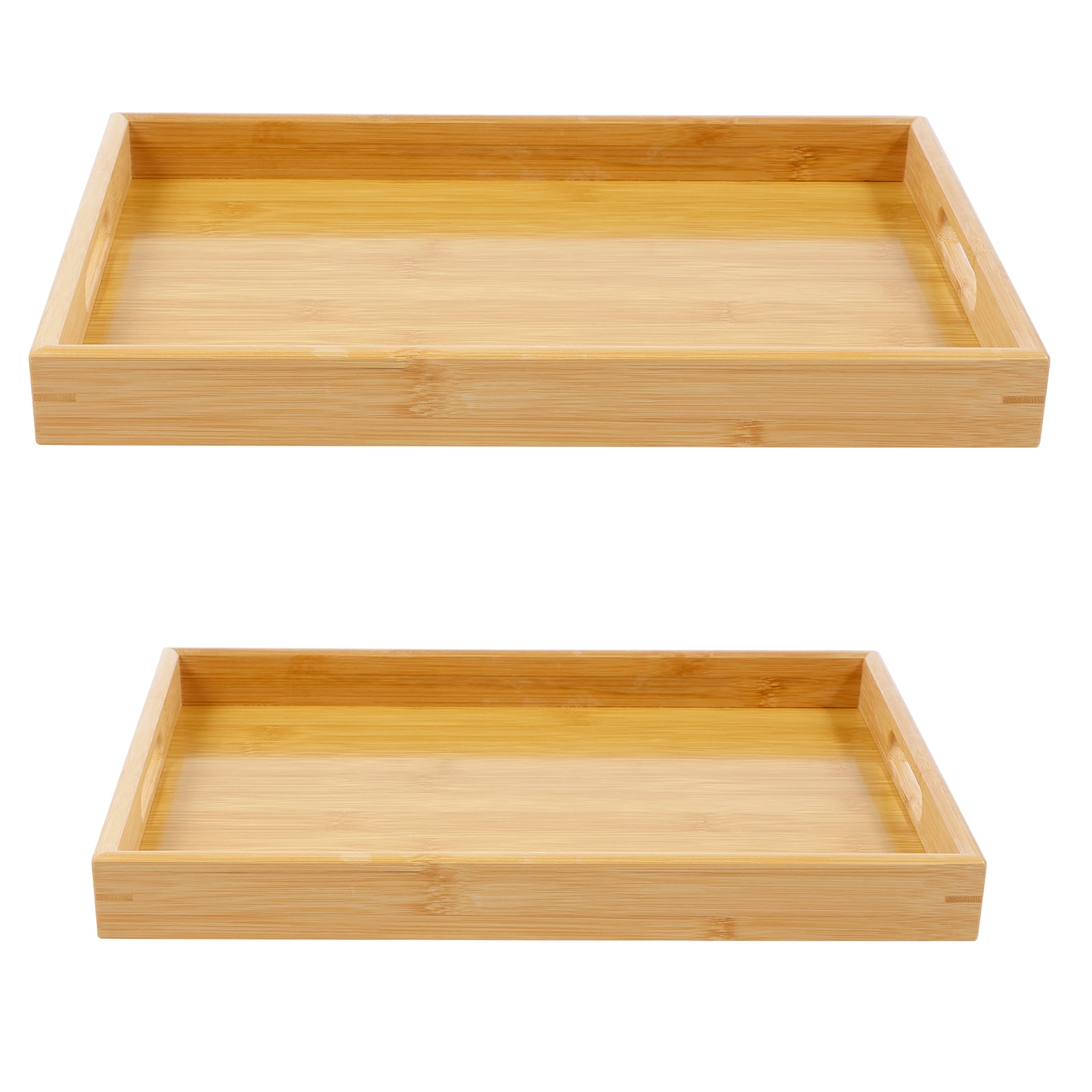 Wekvgz Bamboo Serving Tray with Handles Solid Bamboo Dinner Food Trays ...