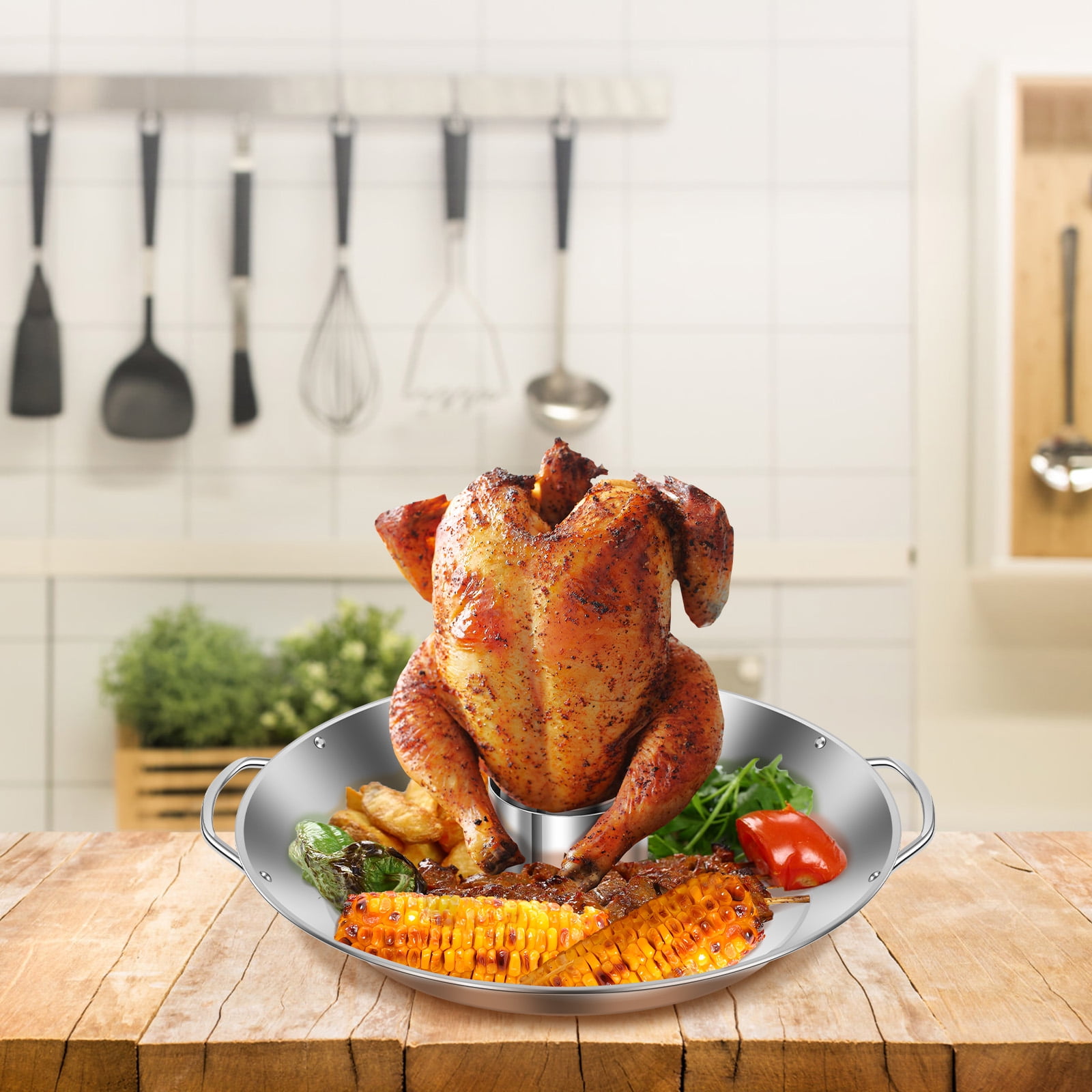 Wekvgz Beer Can Chicken Holder Versatile Easy to Clean Stainless Steel ...