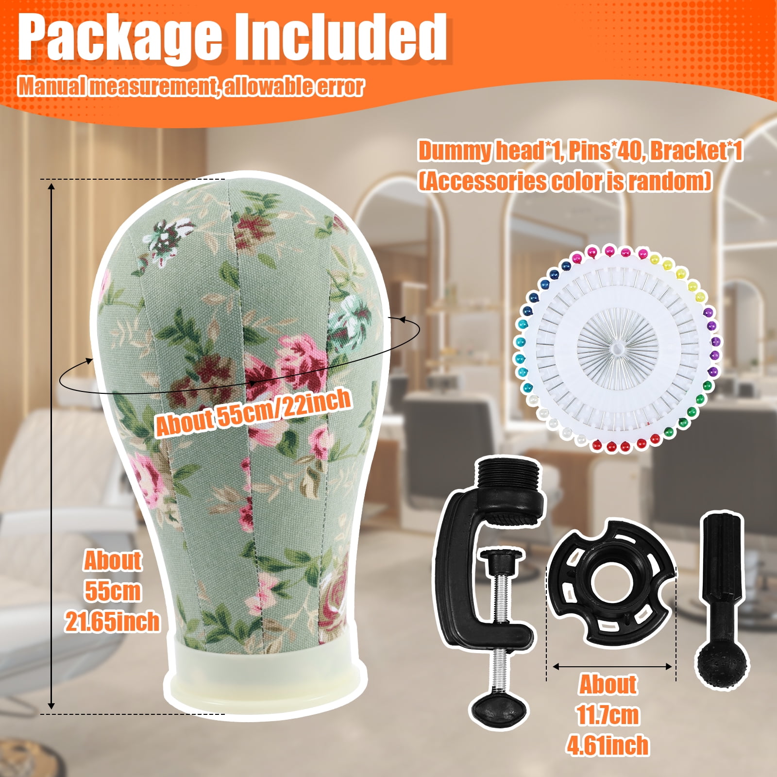 Wekvgz Canvas Block Head 22 inch Canvas Wig Head Easy to Use Mannequin ...