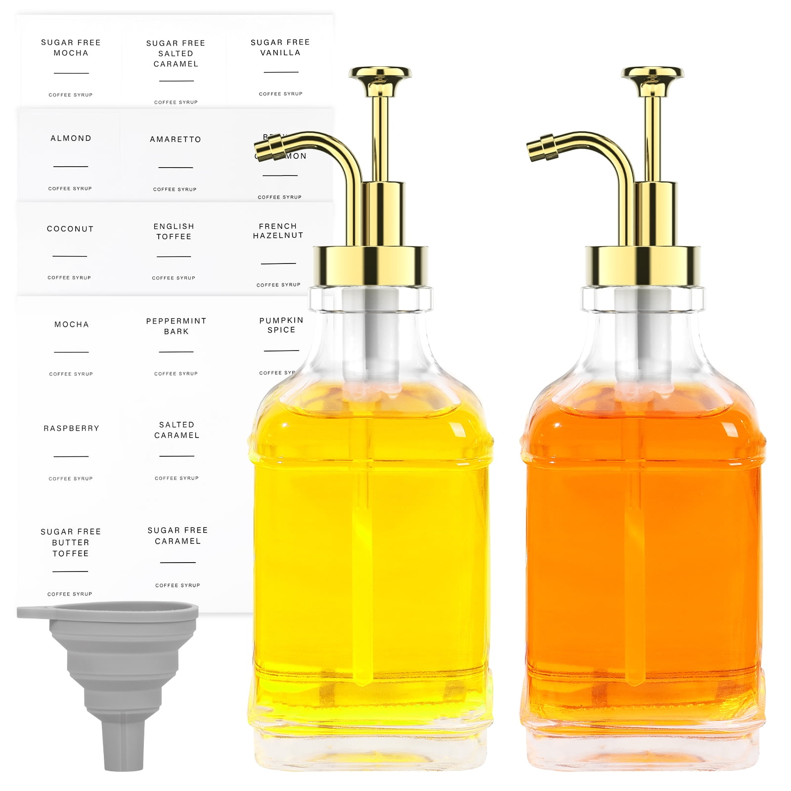 Wekvgz Coffee Syrup Dispenser Set with Silicone Funnel 500ml Glass ...