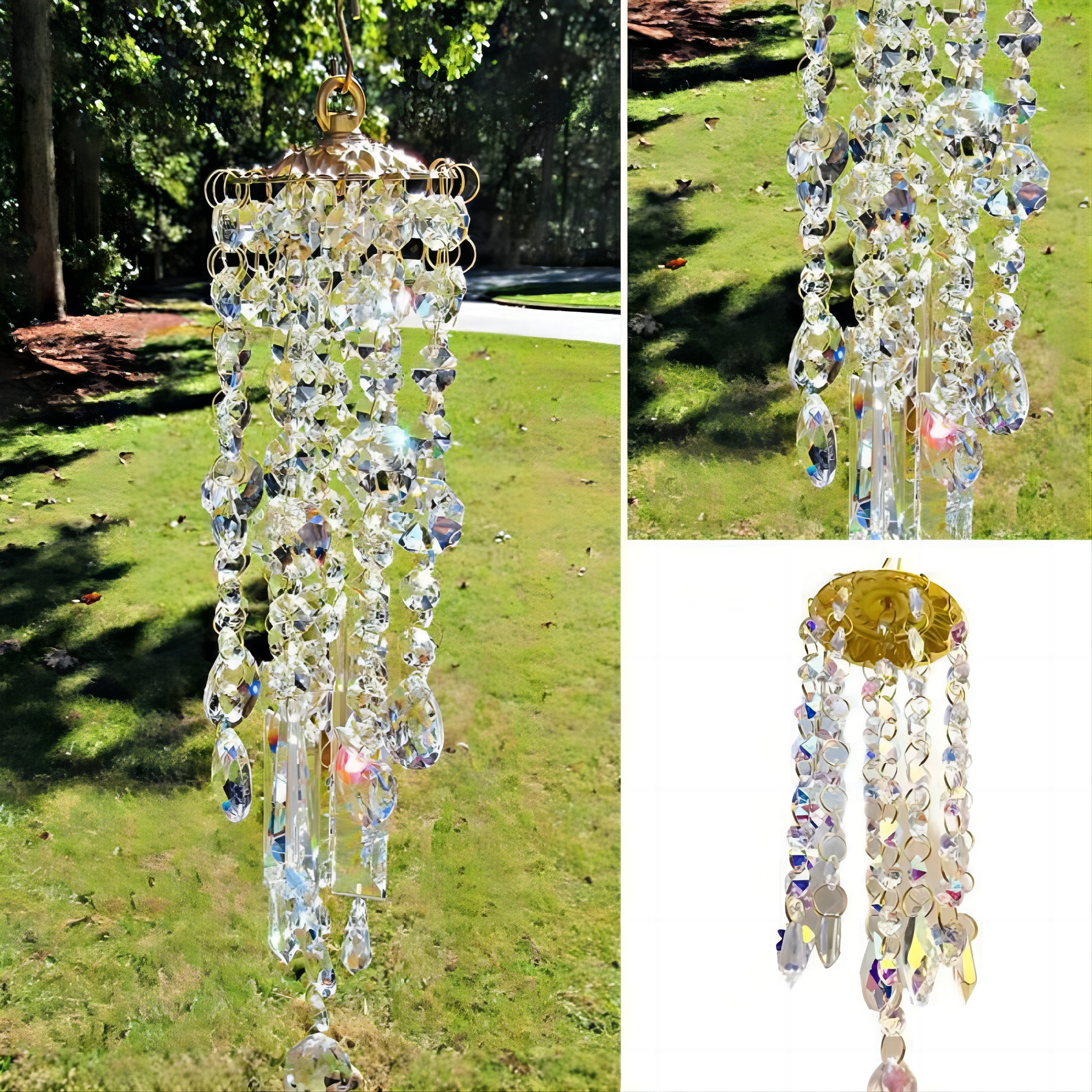 "Wekvgz Colorful Crystal Wind Chimes, Hanging Ornament for Garden ...