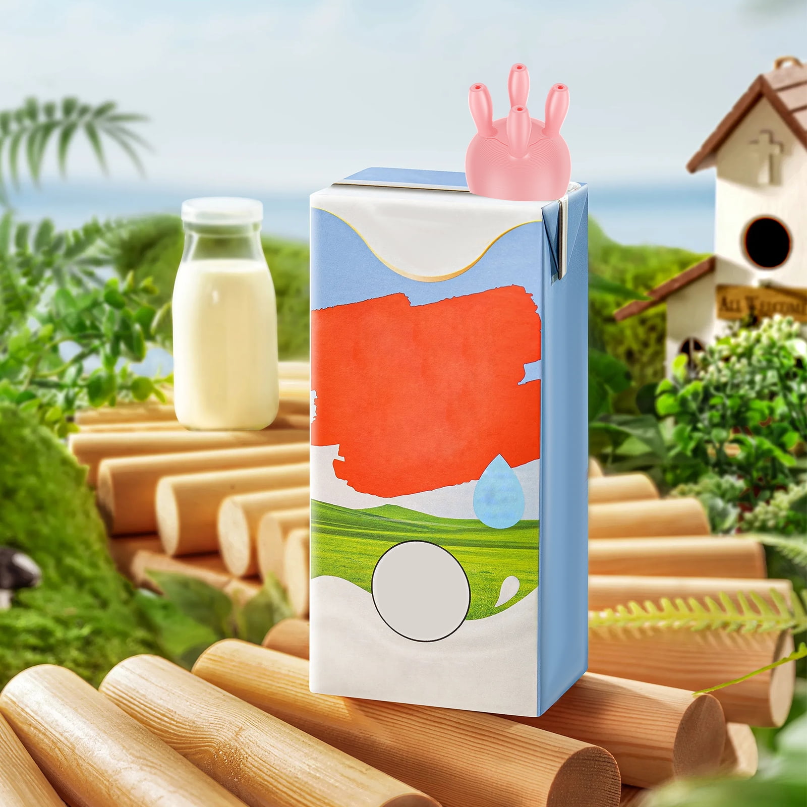 Wekvgz Cow Udder Milk Carton Cap Silicone Pouring Milk Bottle Cap Teat ...