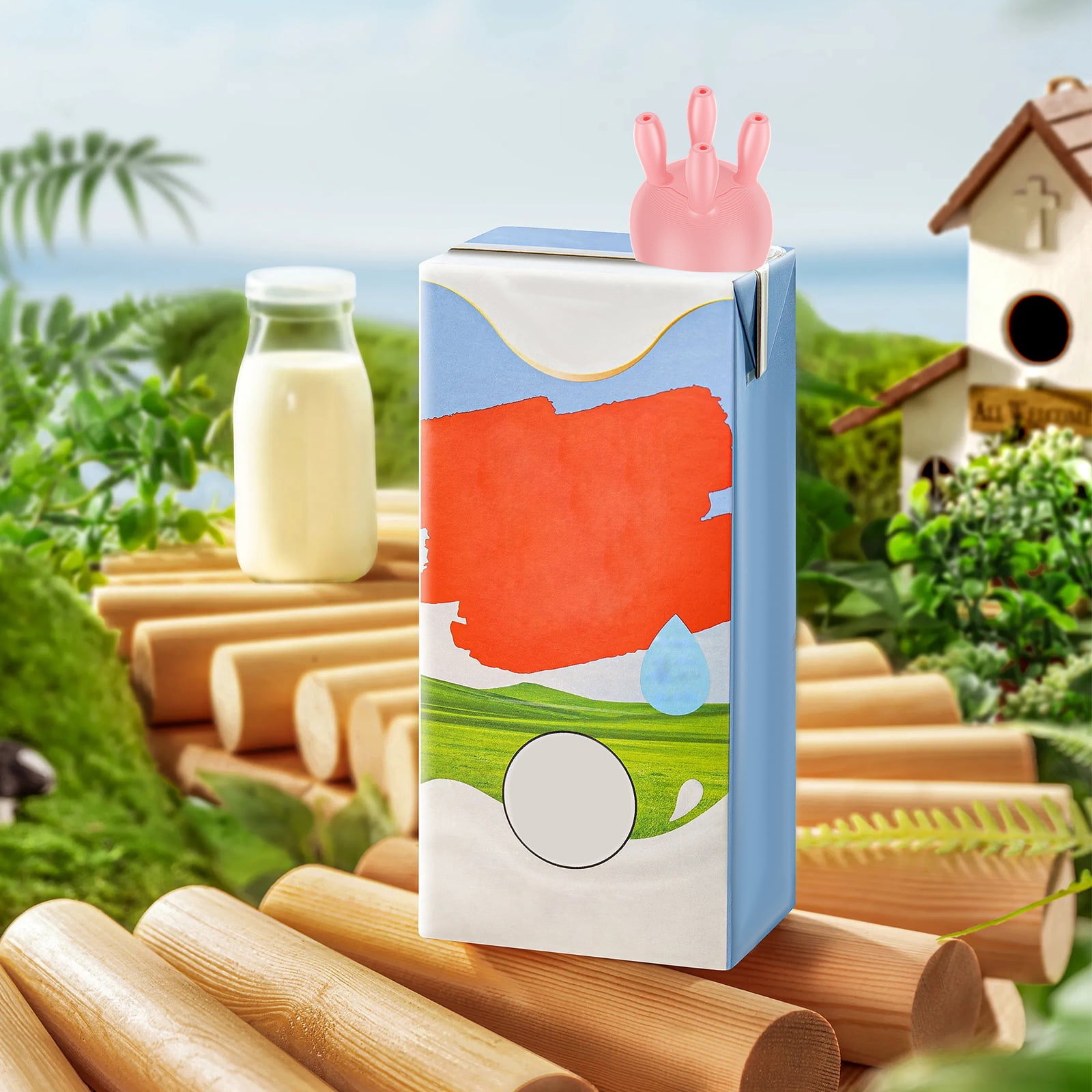 Wekvgz Cow Udder Milk Carton Cap Silicone Pouring Milk Bottle Cap Teat ...