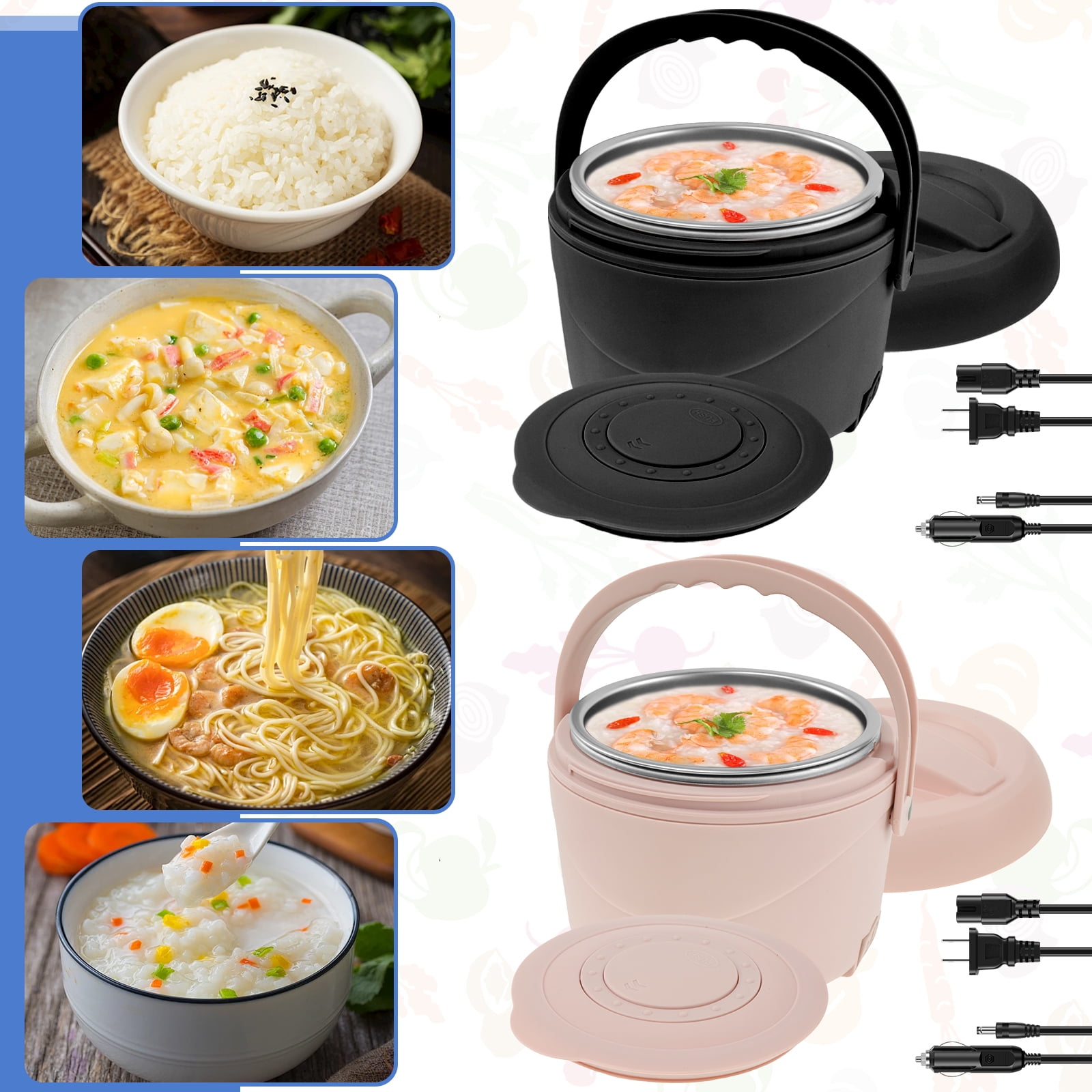 Wekvgz Electric Food Box 1.2L Heated Food Box Portable Heated Food ...