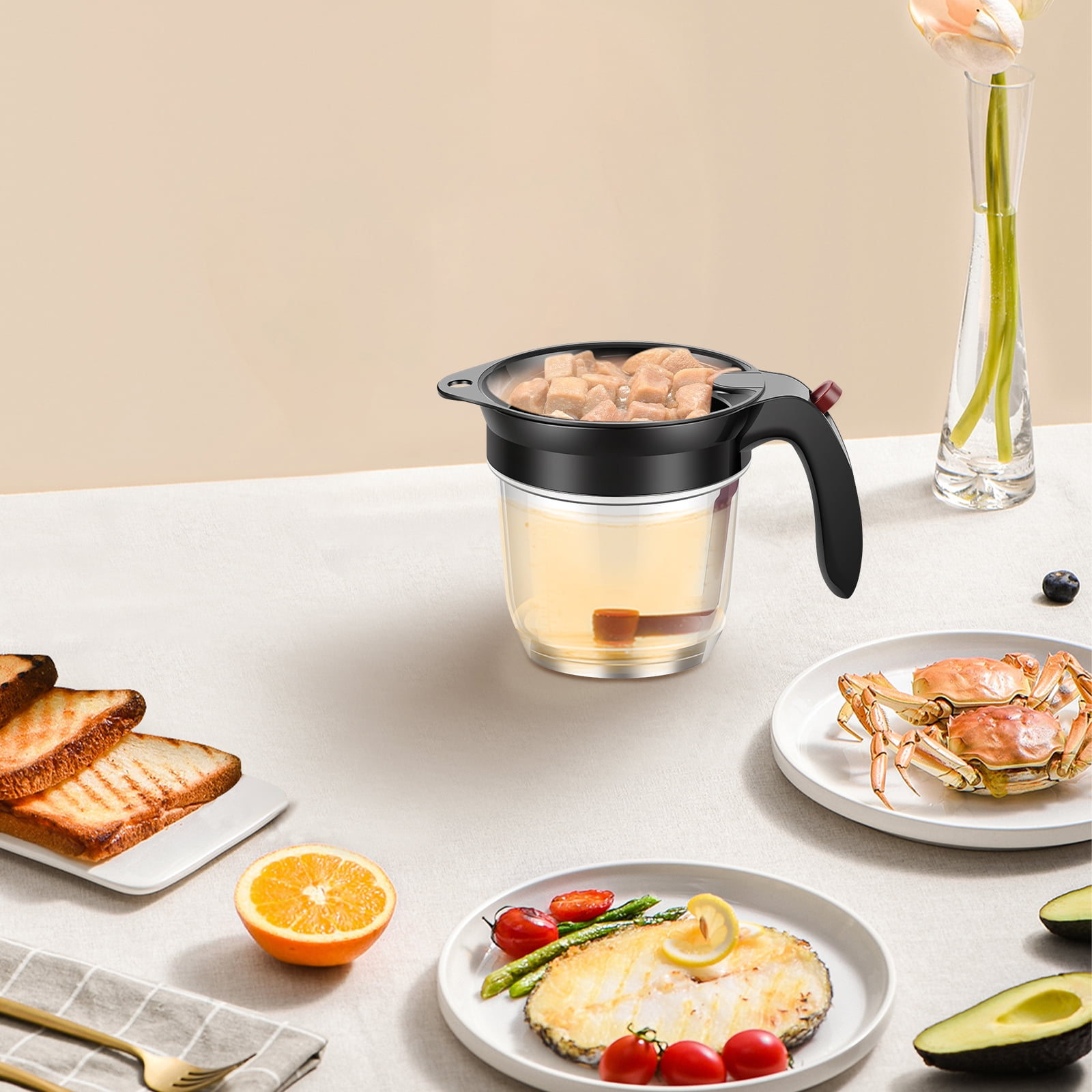Wekvgz Fat Separator with Scale 4 Cup Oil Separator Practical Gravy ...