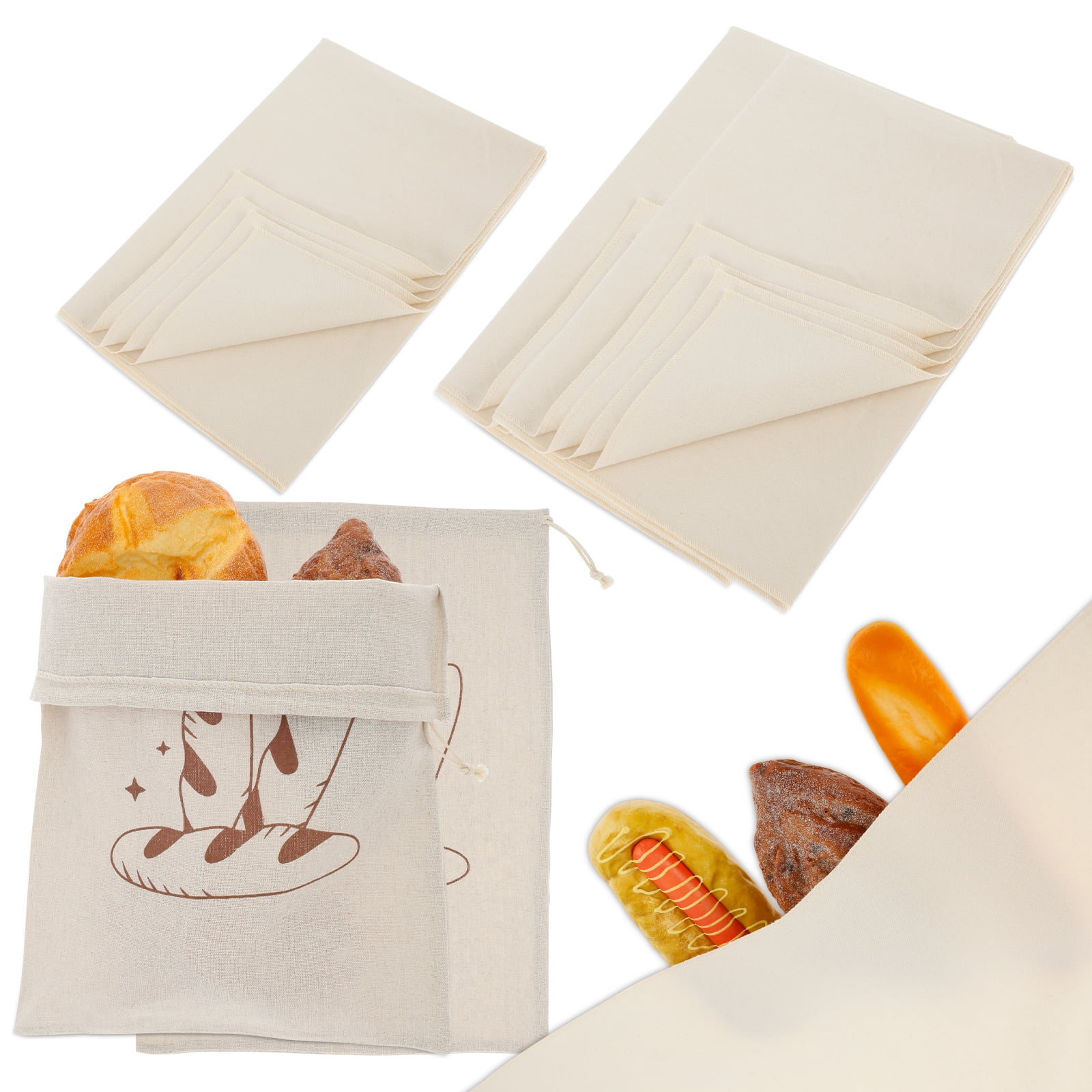 Wekvgz Linen Sourdough Bread Bags Large Bread Storage Bag Versatile ...