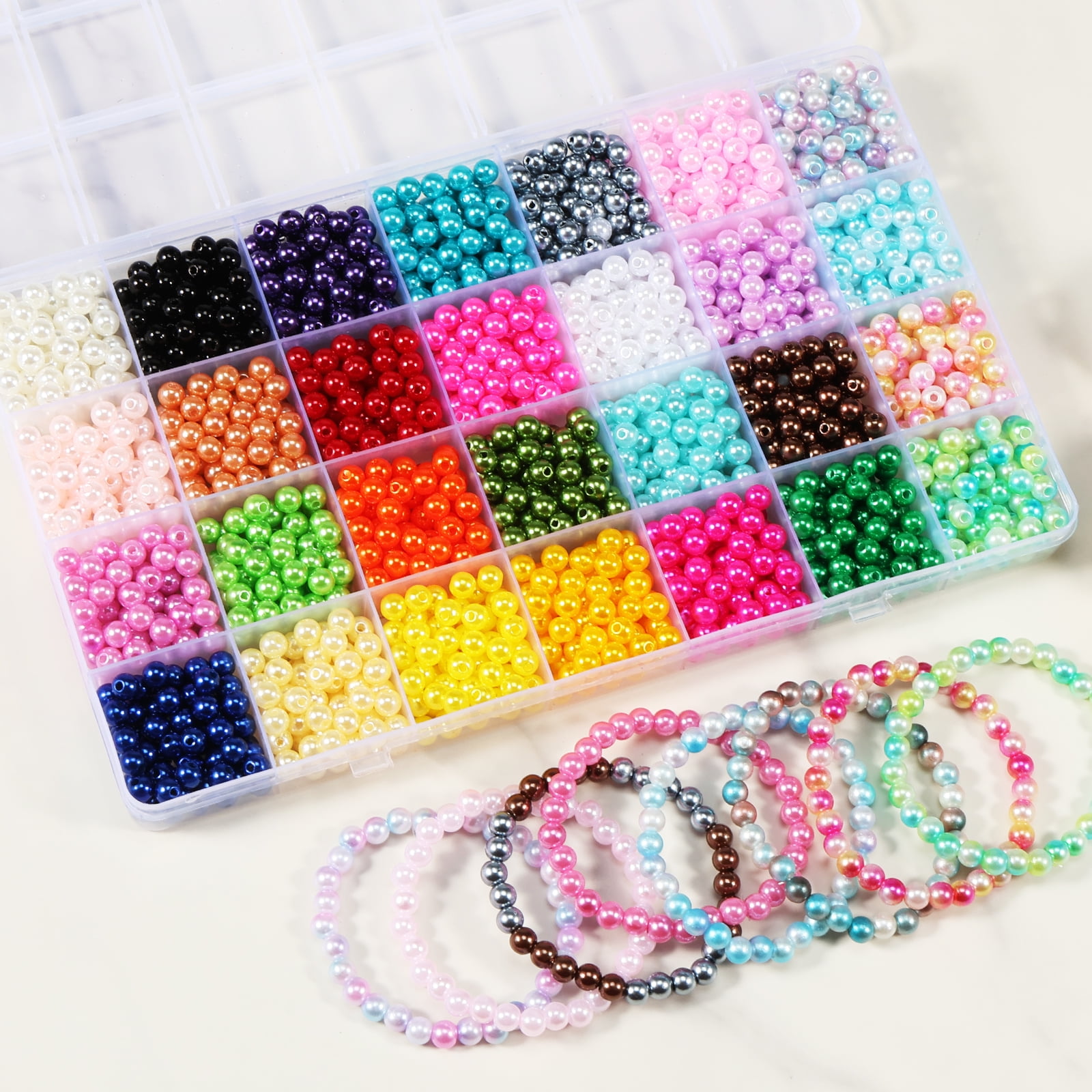 Wekvgz Pearl Beads 1960 Pcs Round Pearl Beads for Jewelry Making ...