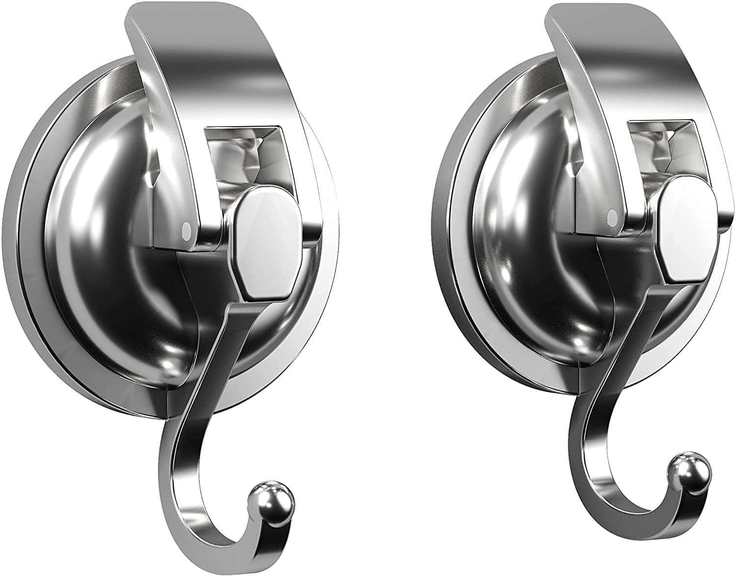 Wekvgz Heavy Duty Suction Cup Hooks (2 Pack), Silver-Plated, Vacuum ...