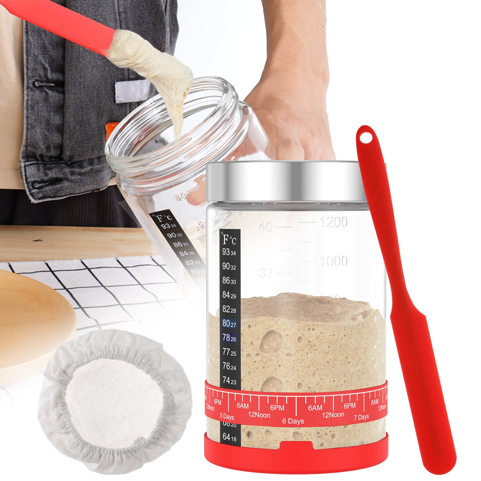 Wekvgz Sourdough Starter Kit for Sourdough Bread Baking Wide Mouth ...
